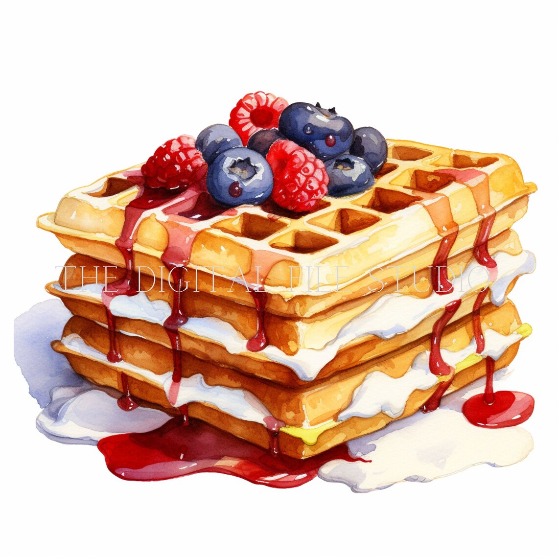 12 Watercolor Waffles Clipart PNGJPGPDF Waffle Digital Images Waffle ...