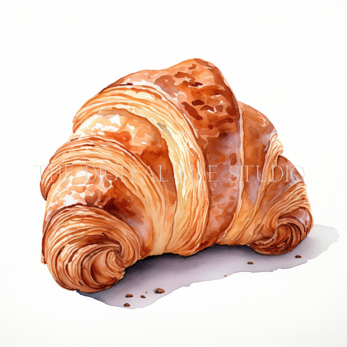 12 Watercolor Croissant Clipart PNGJPGPDF Croissant Digital Images ...