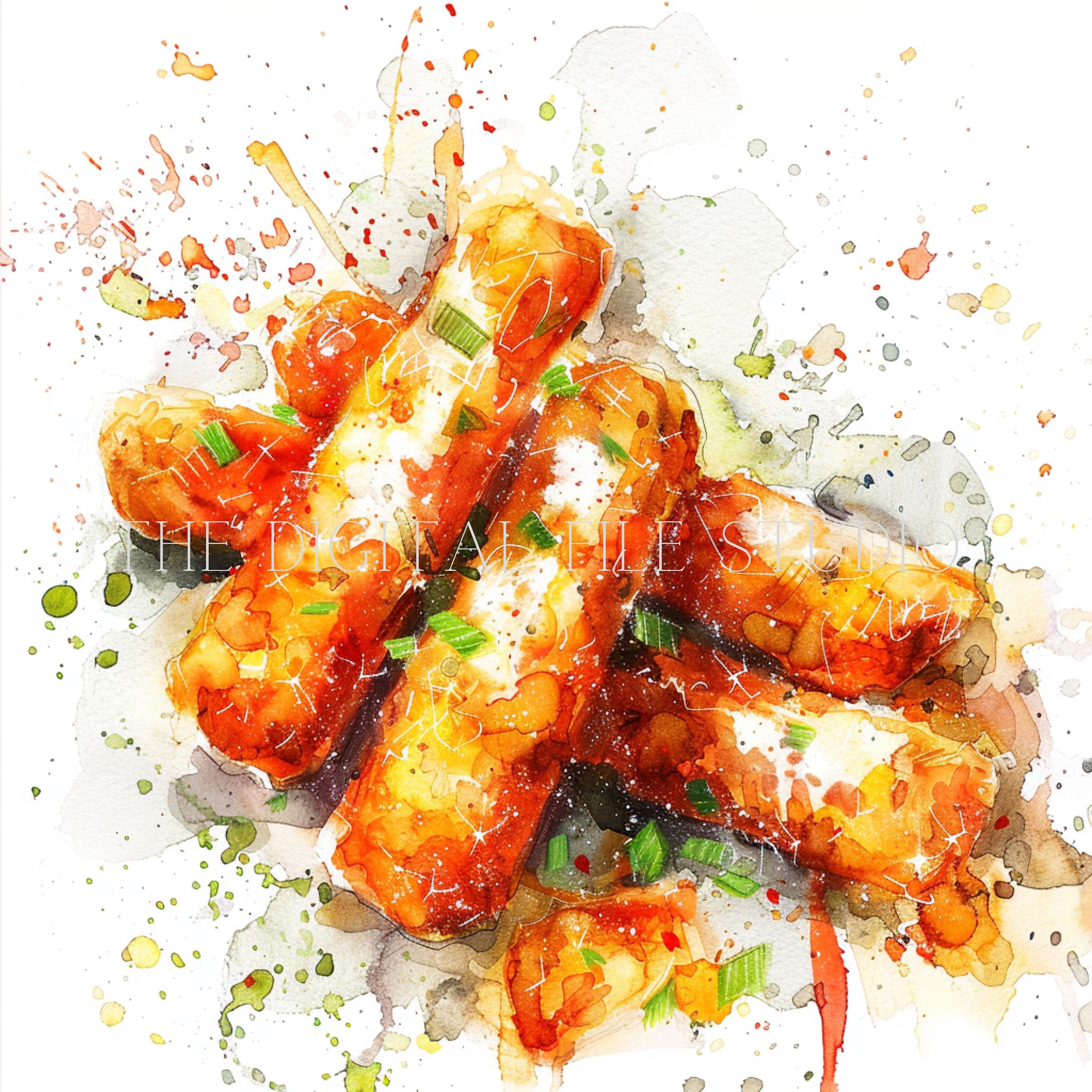 12 Watercolor Mozzarella Sticks Clipart PNGJPGPDF Digital Images ...