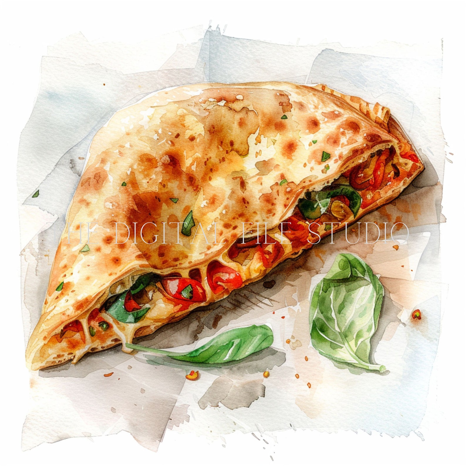 12 Watercolor Calzone Clipart PNGJPGPDF Digital Images Graphics ...