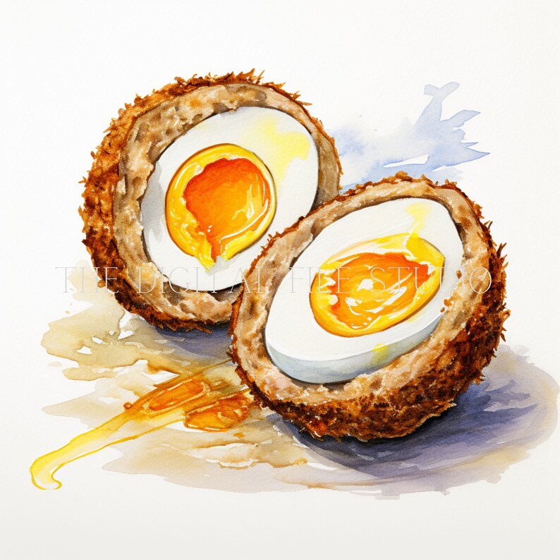 12 Watercolor Scotch Eggs Clipart PNGJPGPDF Scotch Eggs Digital Images ...