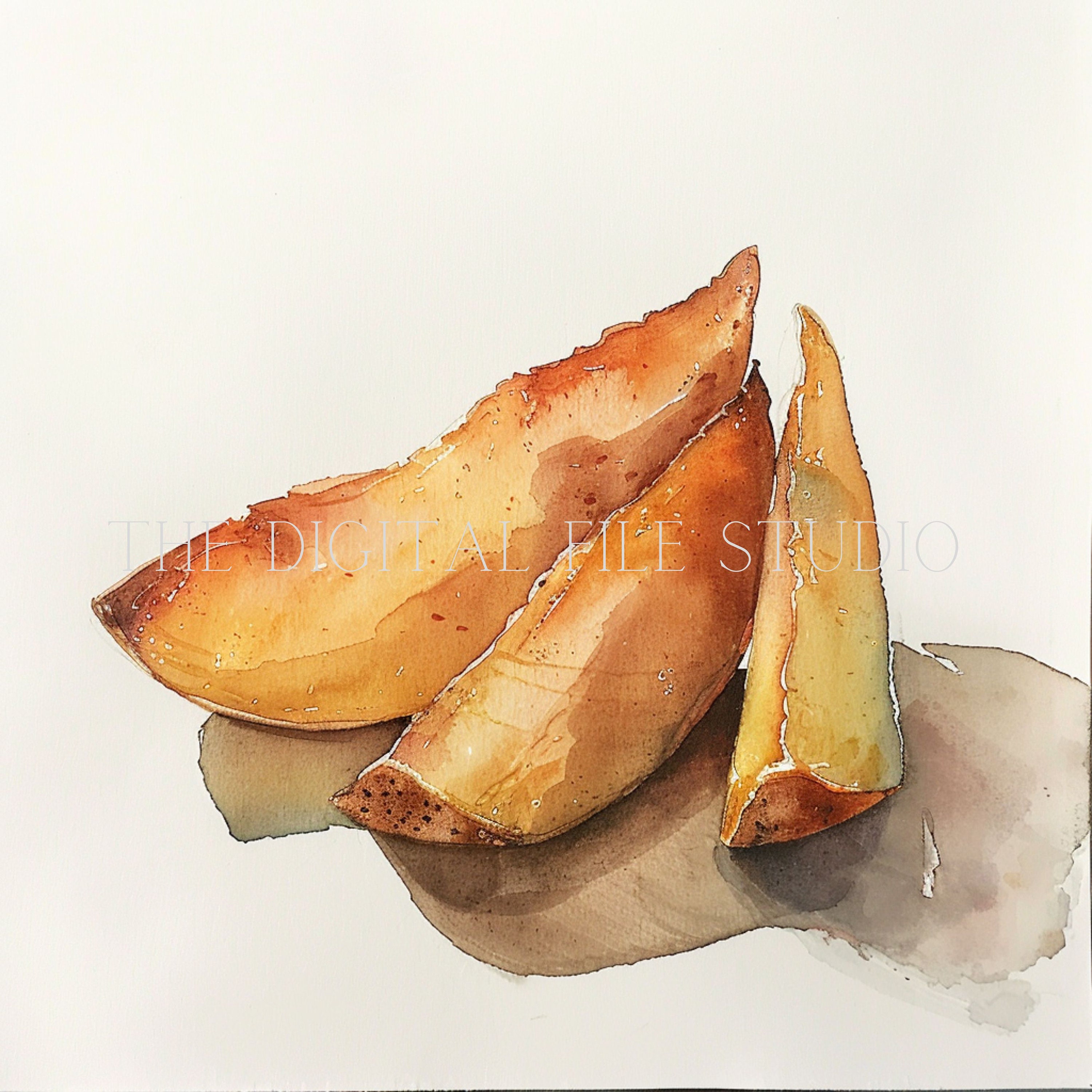 12 Watercolor Potato Wedges Clipart PNGJPGPDF Digital Images Graphics ...