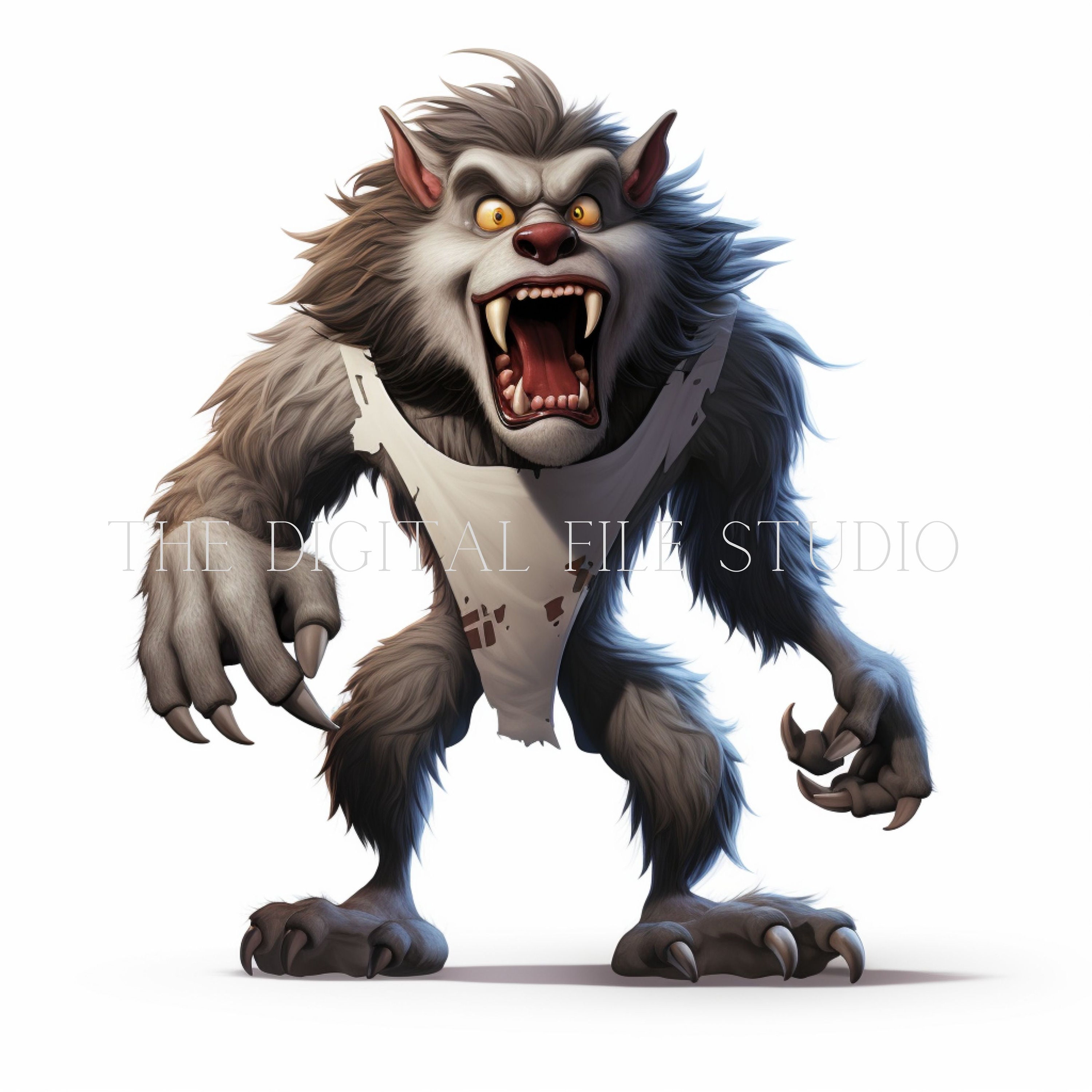12 Cartoon Werewolf High-quality Designs PNGJPGPDF Clip Art 12 Digital ...