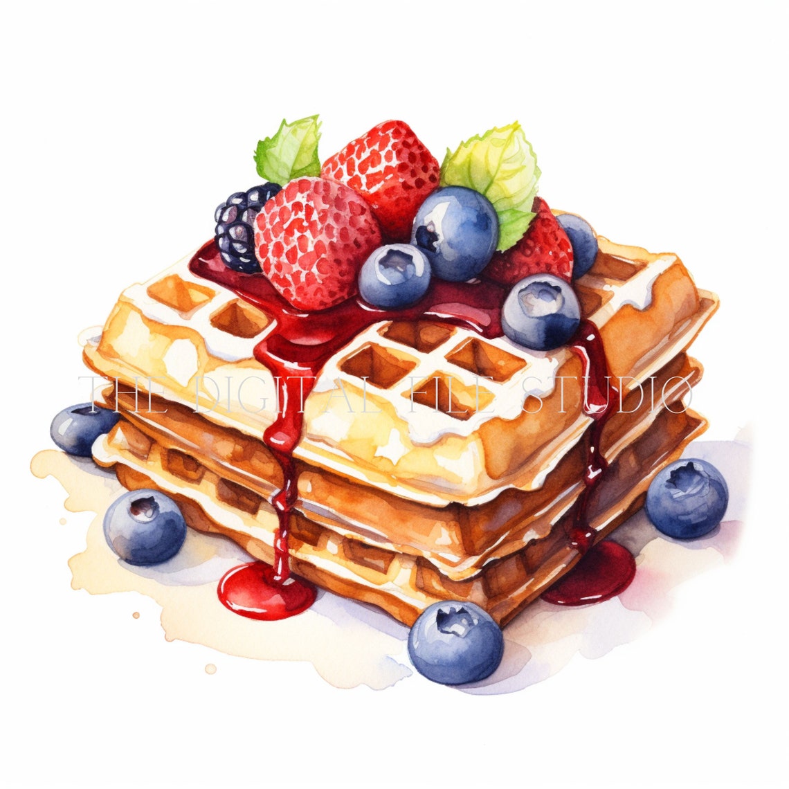 12 Watercolor Waffles Clipart PNGJPGPDF Waffle Digital Images Waffle ...