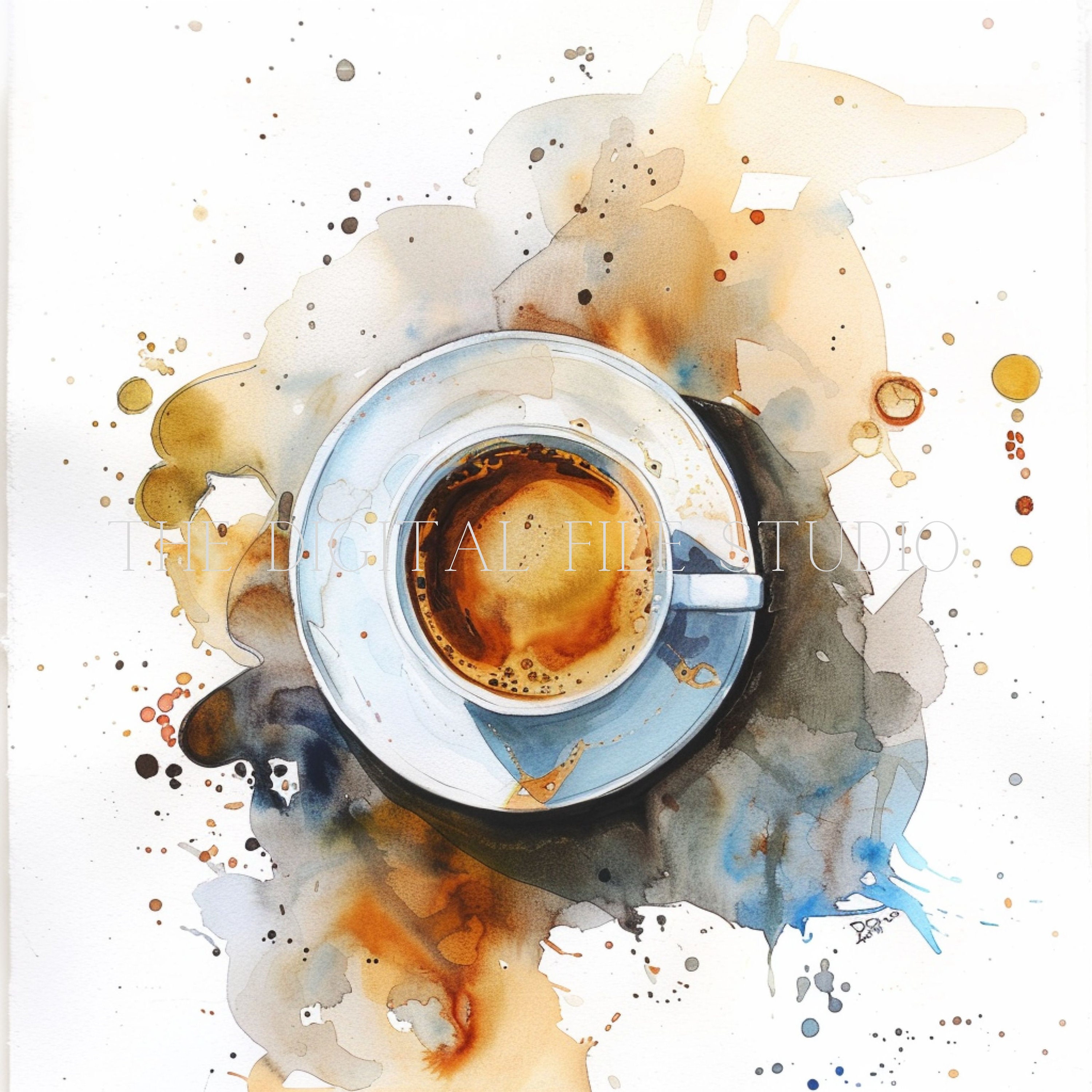 12 Watercolor Coffee Clipart PNGJPGPDF Digital Images Graphics ...