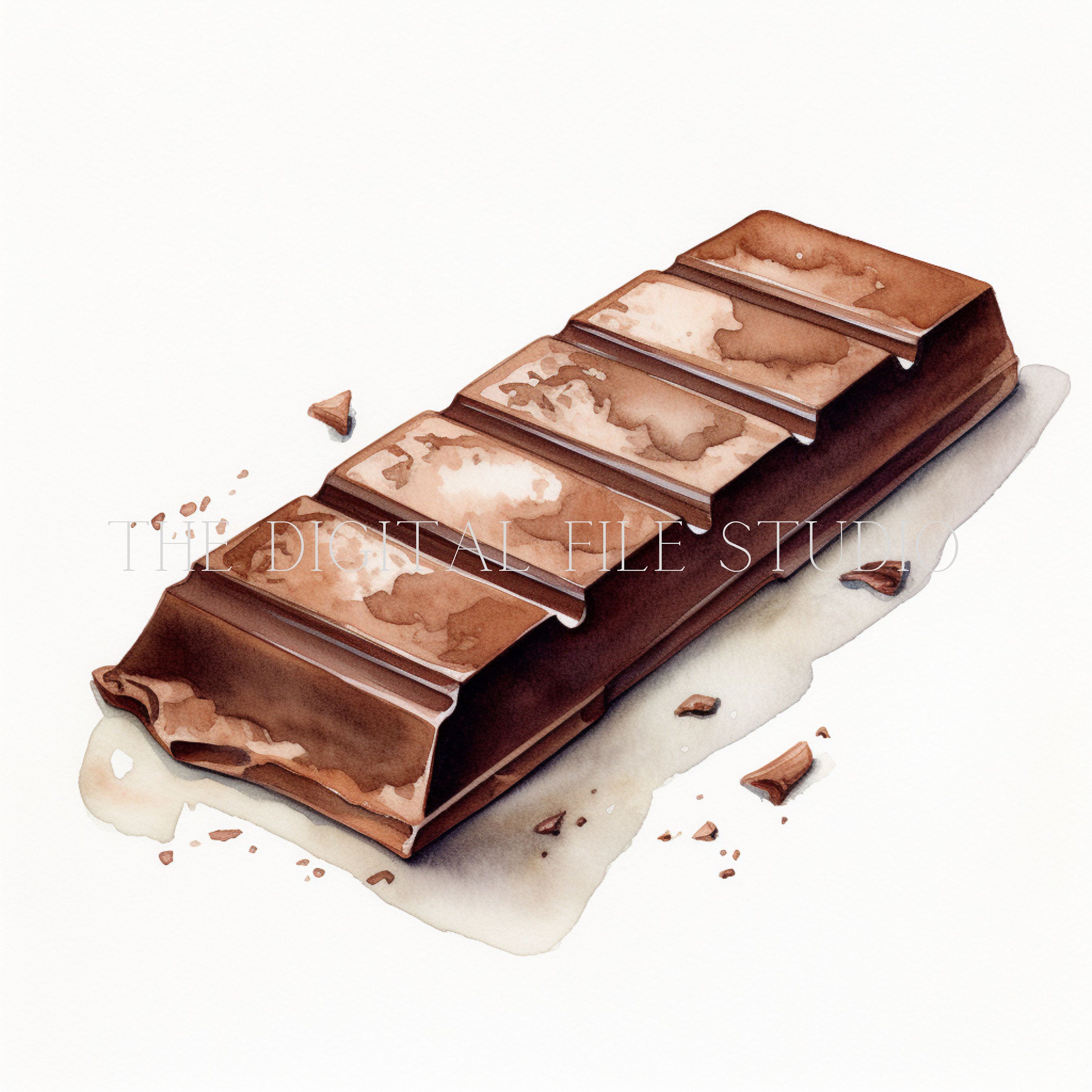 12 Watercolor Chocolate Clipart PNGJPGPDF Chocolate Digital Images ...