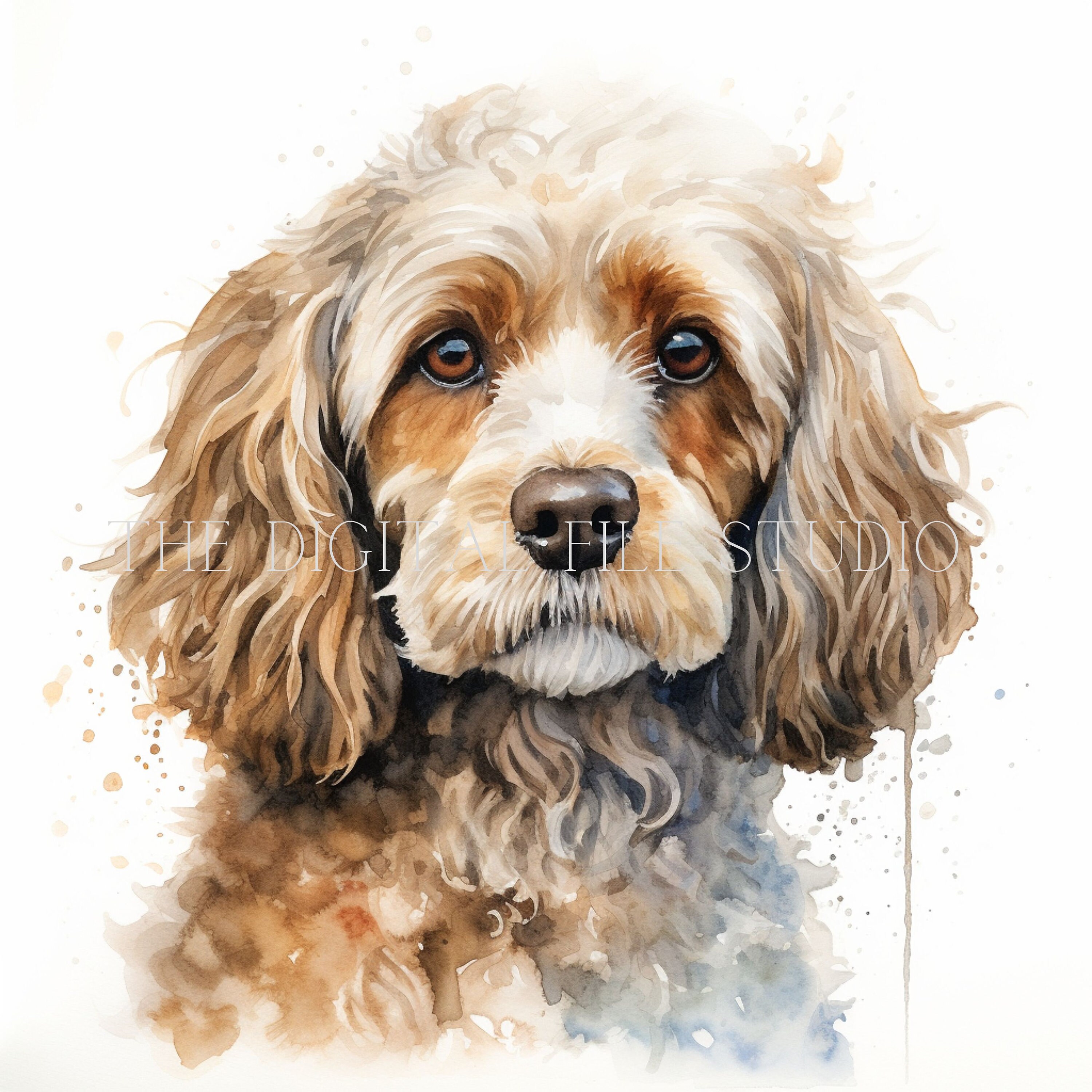12 High-quality Cockapoo PNG JPG PDF Dog Clipart Watercolor Card Making ...