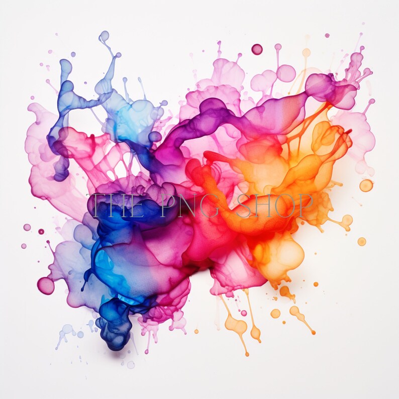 Alcohol Watercolor Splashes Clipart PNG Paint Splatter Clipart Ink ...