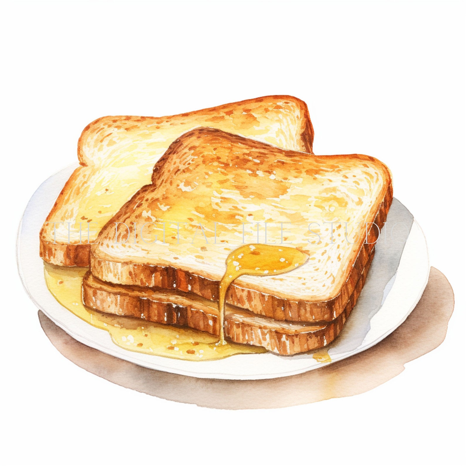 12 Watercolor Toast Clipart PNGJPGPDF Toast Digital Images Toast ...