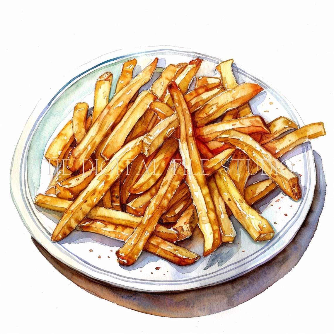 12 Watercolor Fries Clipart PNGJPGPDF Digital Images Graphics ...