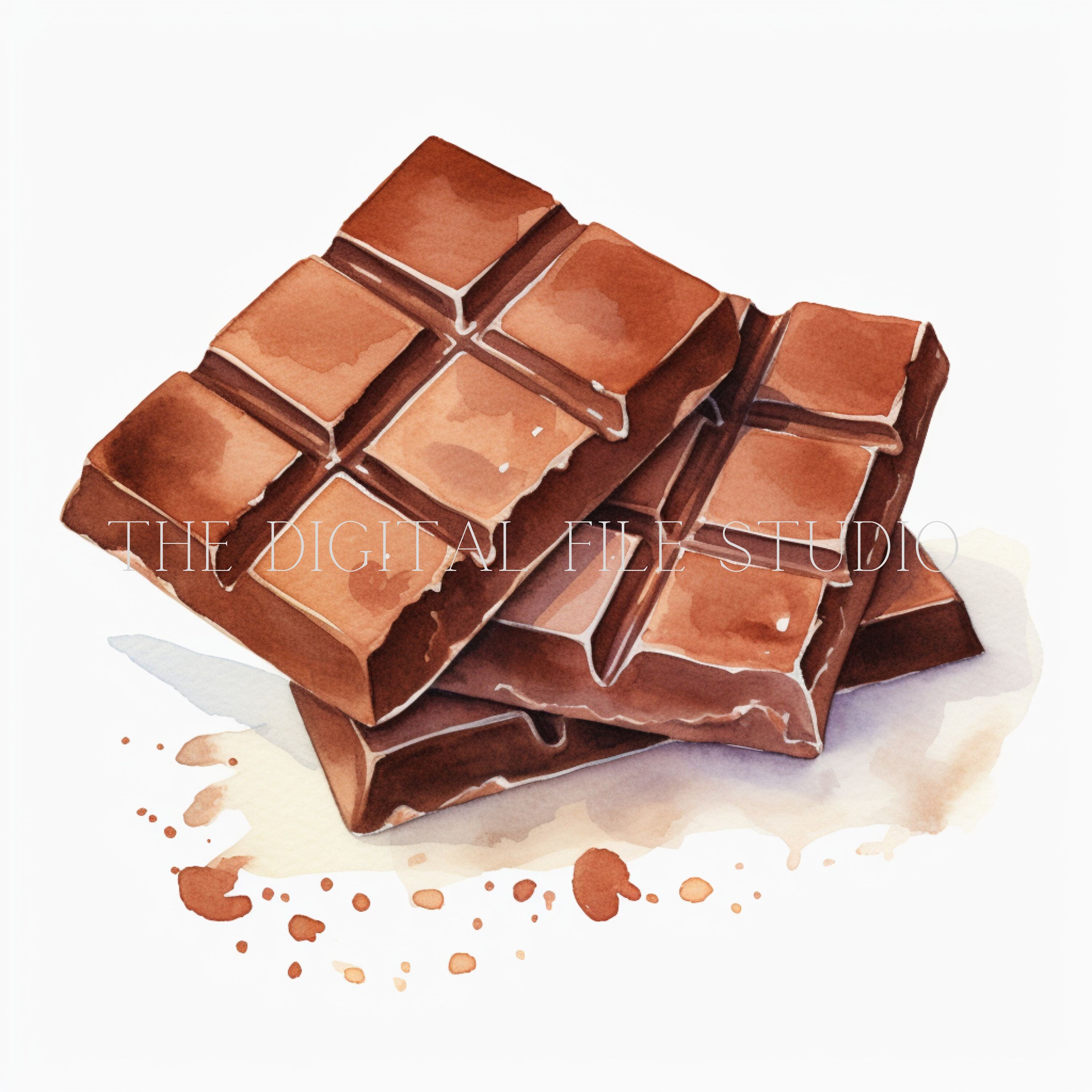 12 Watercolor Chocolate Clipart PNGJPGPDF Chocolate Digital Images ...