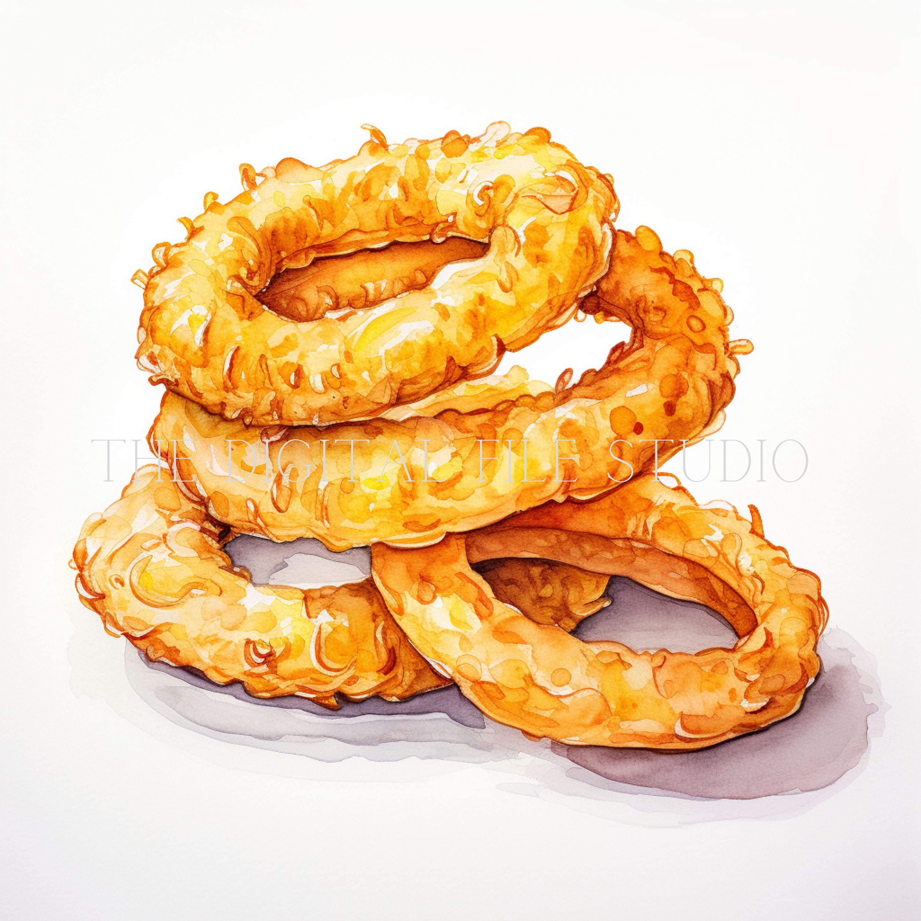 12 Watercolor Onion Rings Clipart PNGJPGPDF Digital Images Graphics ...