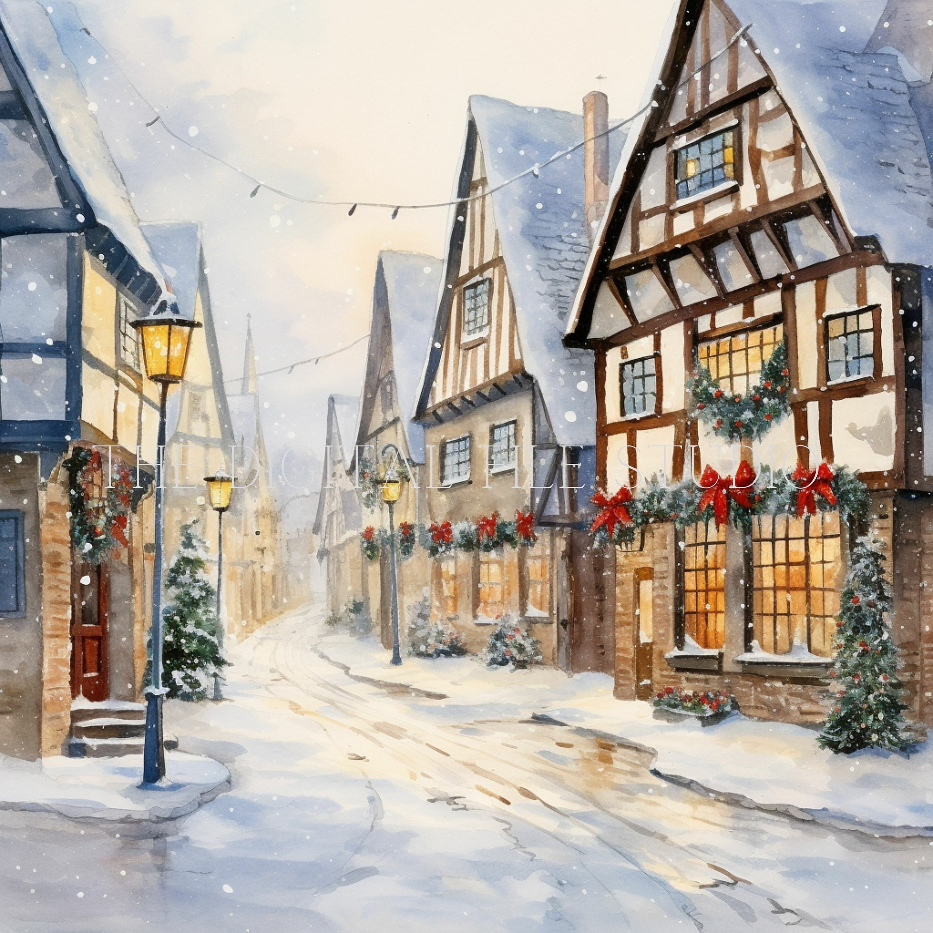 Festive Christmas Street Clipart 10 High-quality PNGJPGPDF Digital ...