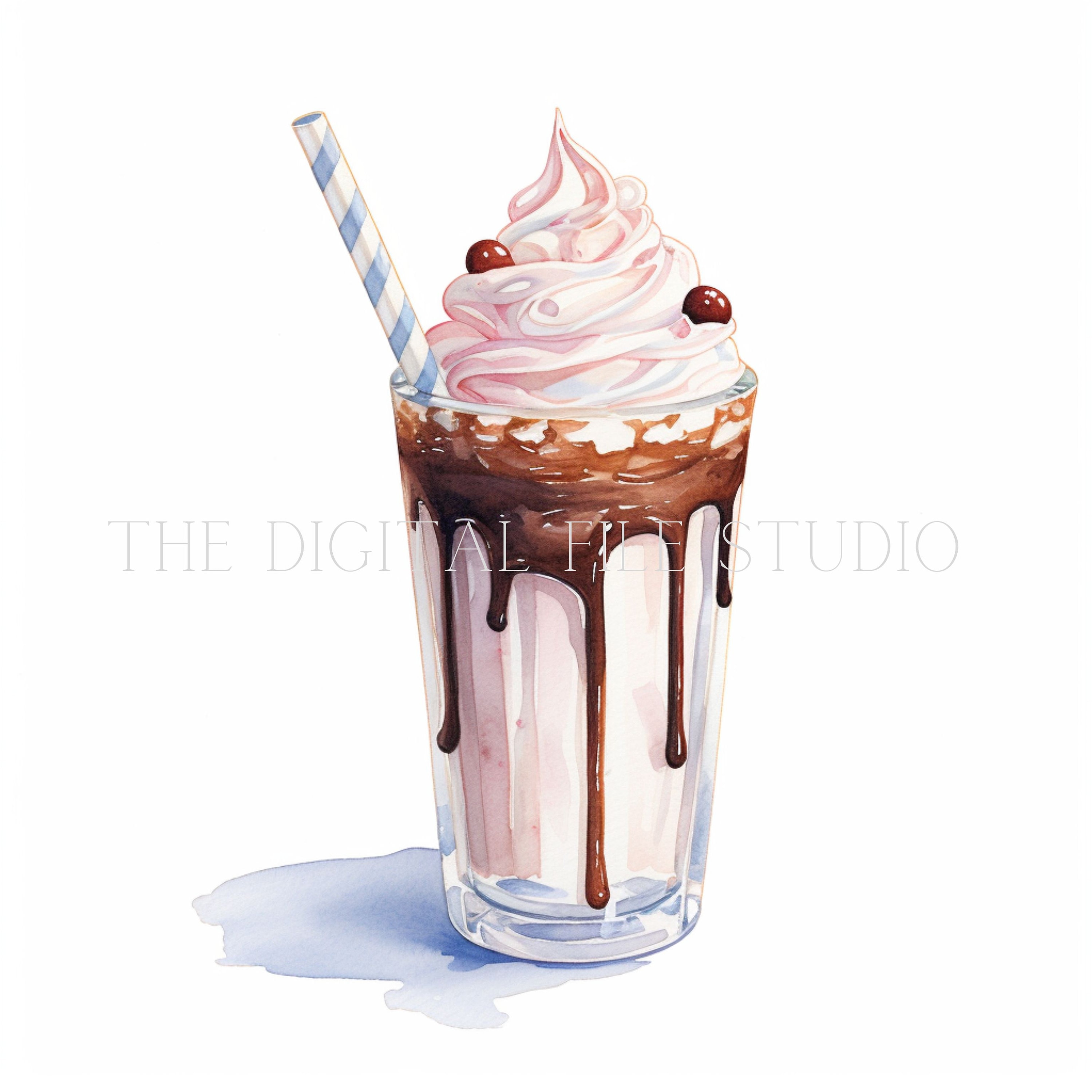 12 Watercolor Milkshake PNGJPGPDF Digital Images Graphics Watercolor ...