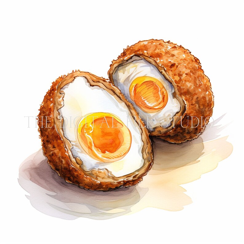 12 Watercolor Scotch Eggs Clipart PNGJPGPDF Scotch Eggs Digital Images ...