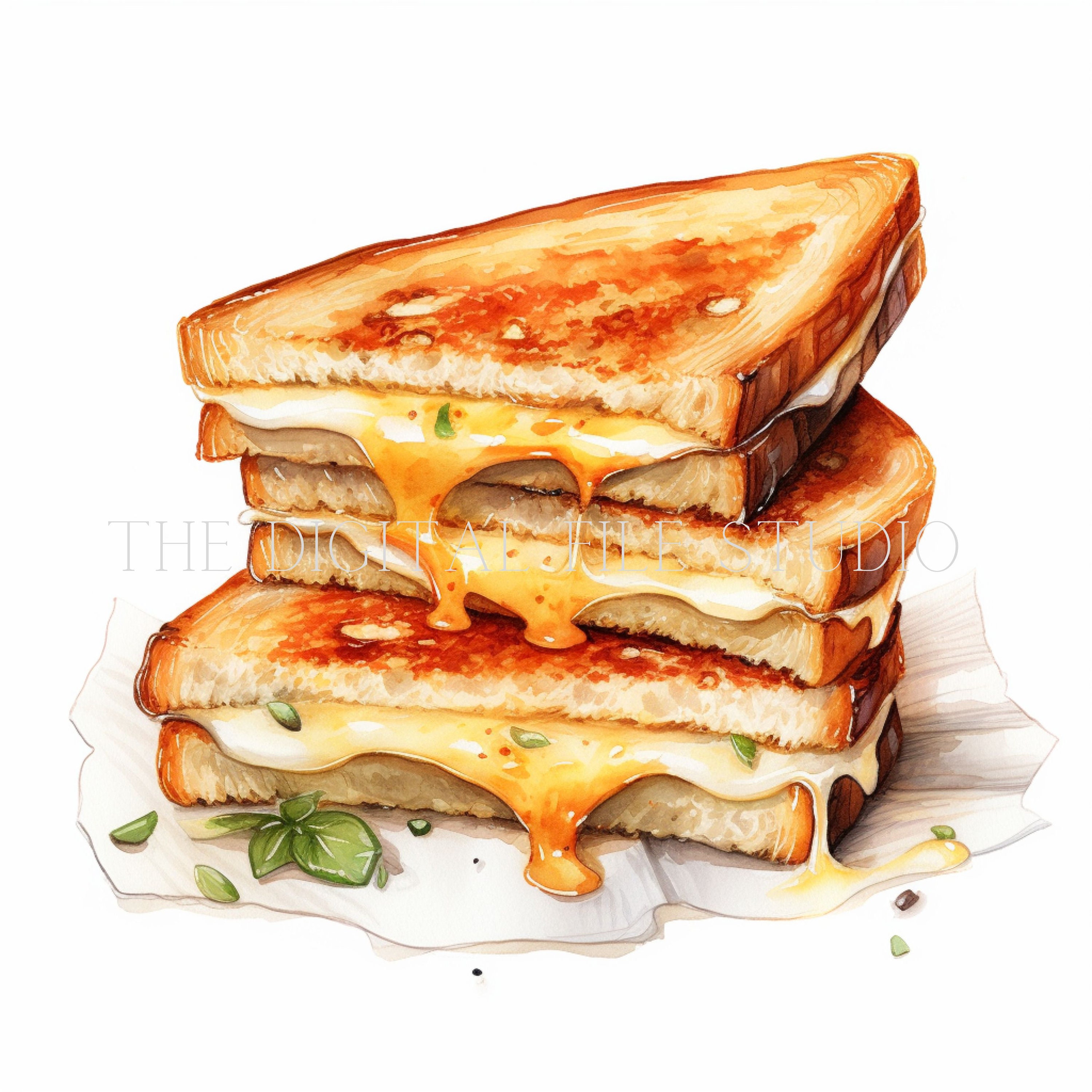 12 Watercolor Cheese Toasties Clipart PNGJPGPDF Cheese Toastie Digital ...