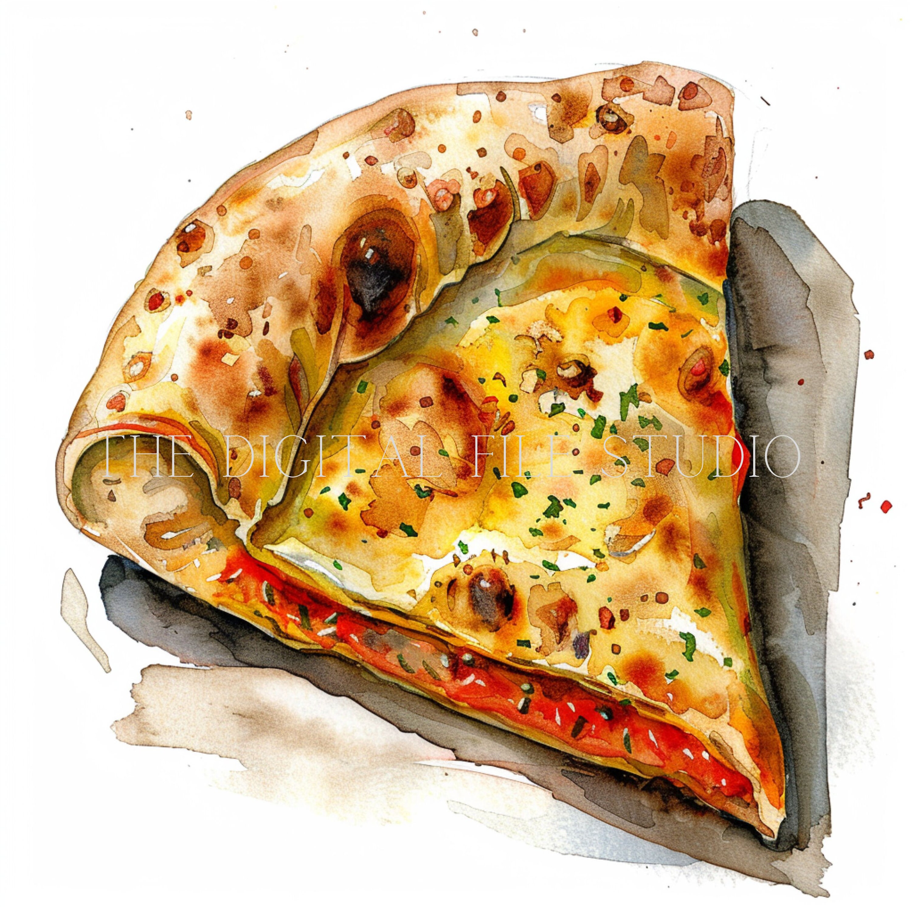 12 Watercolor Calzone Clipart PNGJPGPDF Digital Images Graphics ...