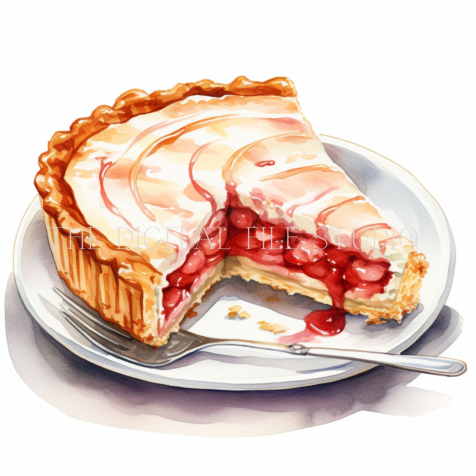 12 Watercolor Bakewell Tart Clipart PNGJPGPDF Bakewell Tart Digital ...
