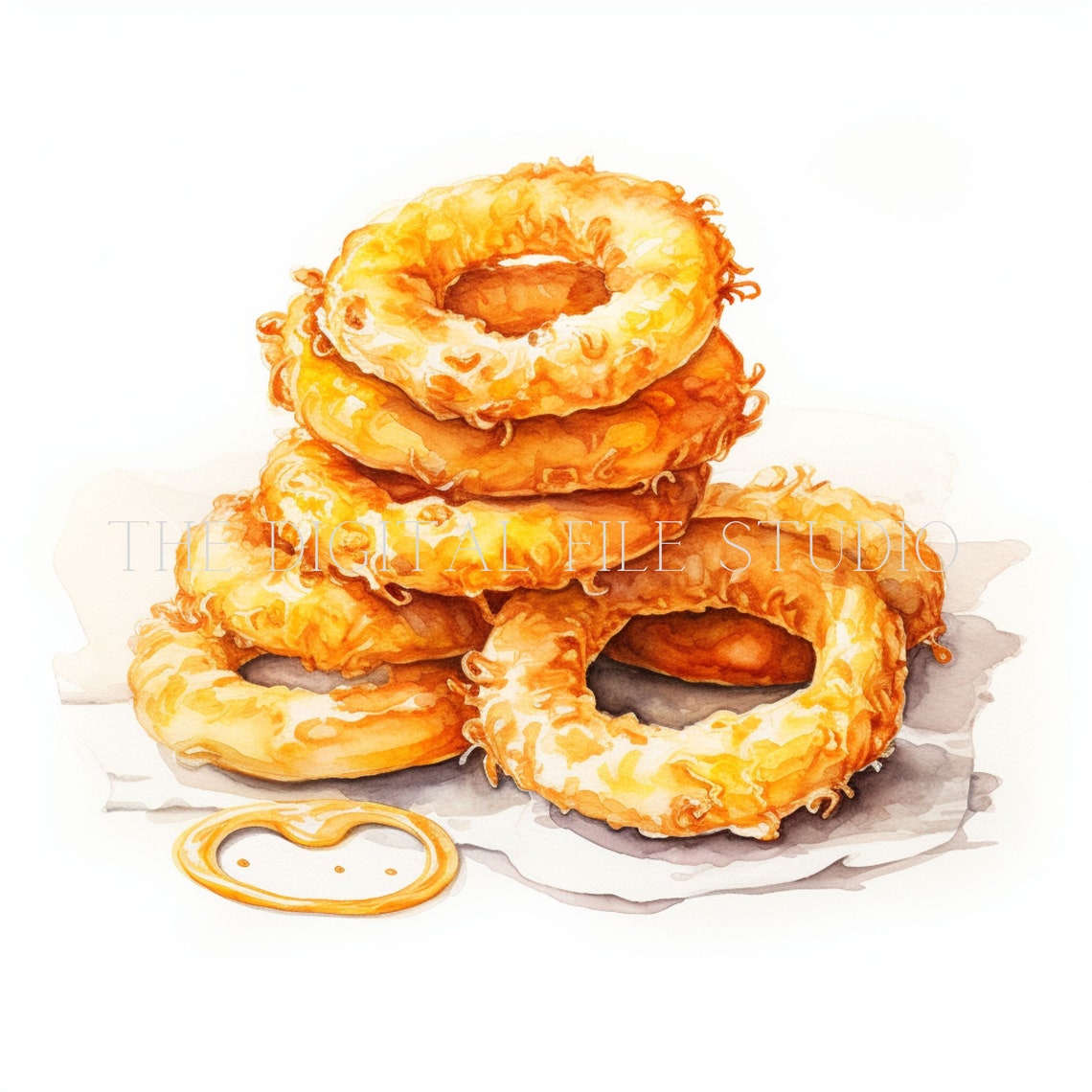 12 Watercolor Onion Rings Clipart PNGJPGPDF Digital Images Graphics ...