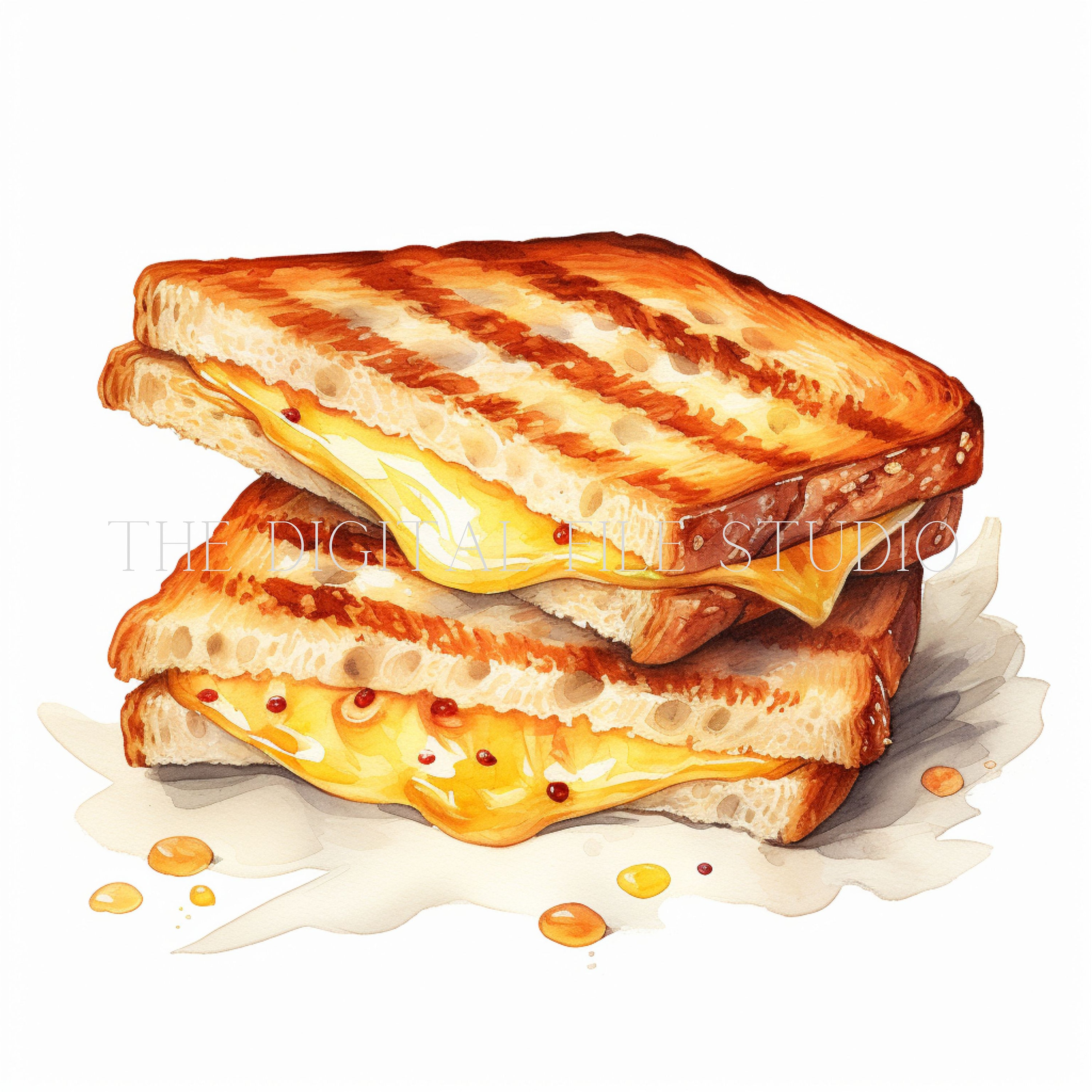 12 Watercolor Cheese Toasties Clipart PNGJPGPDF Cheese Toastie Digital ...