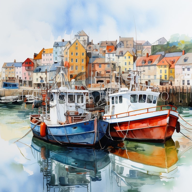 16 High-quality Designs of Harbor Scenes PNGJPGPDF Digital Print ...