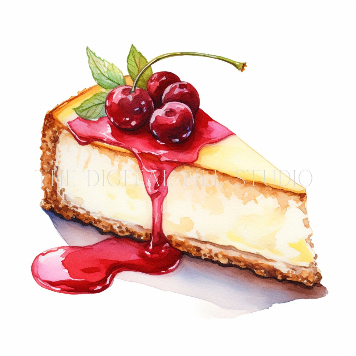 12 Watercolor Cheesecake Clipart PNGJPGPDF Cheesecake Digital Images ...