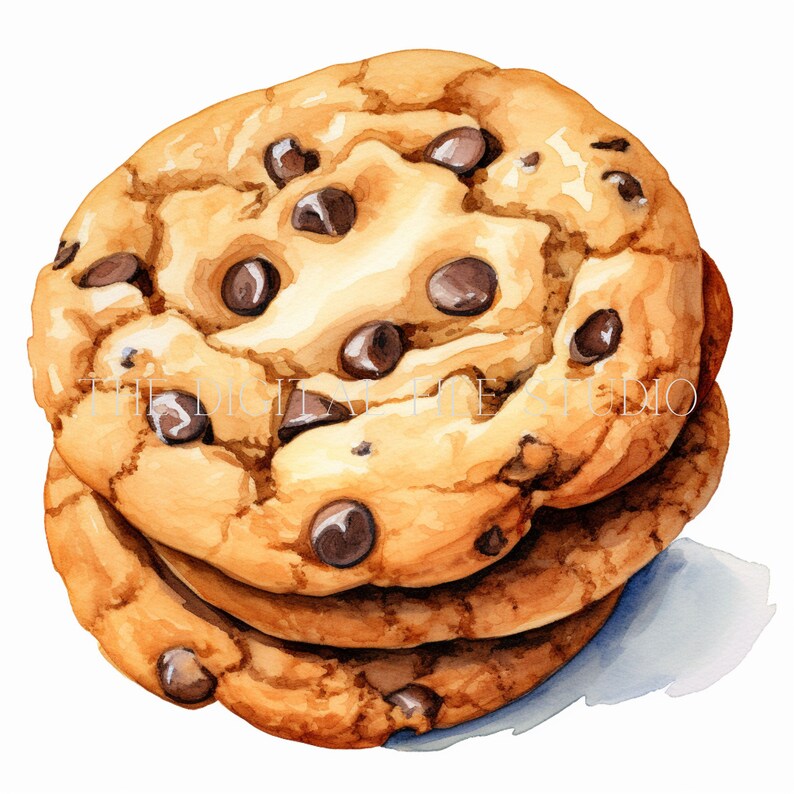 12 Watercolor Cookies Clipart PNGJPGPDF Cookies Digital Images Cookies ...