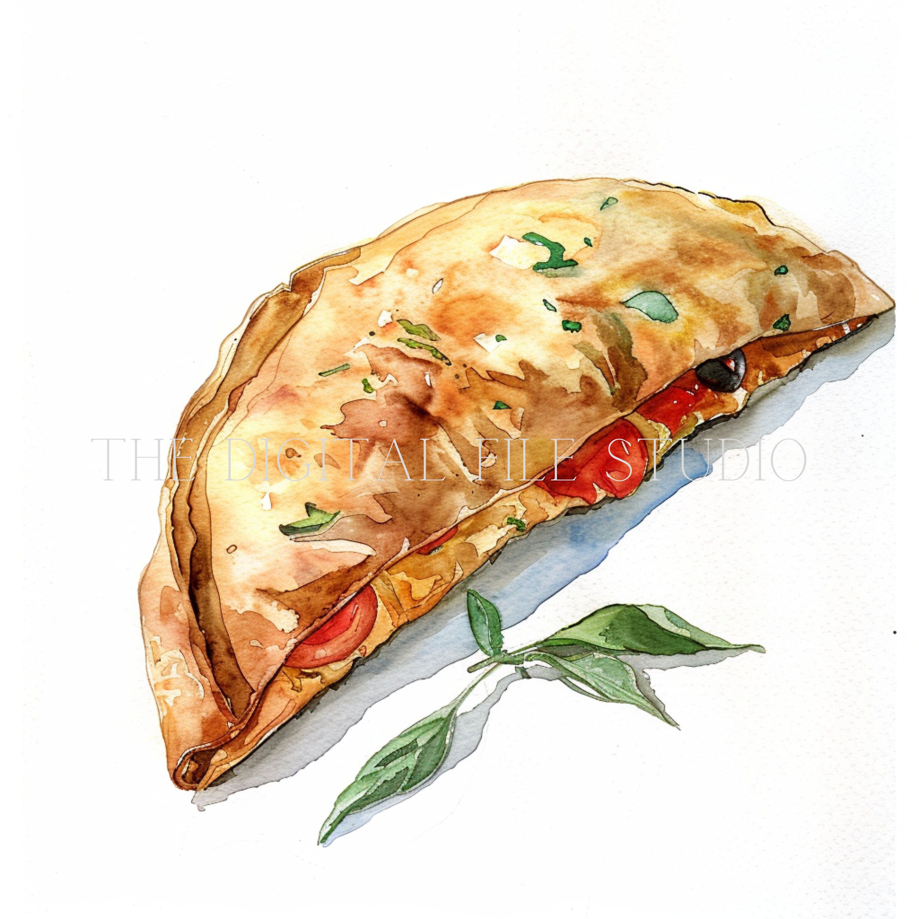 12 Watercolor Calzone Clipart PNGJPGPDF Digital Images Graphics ...
