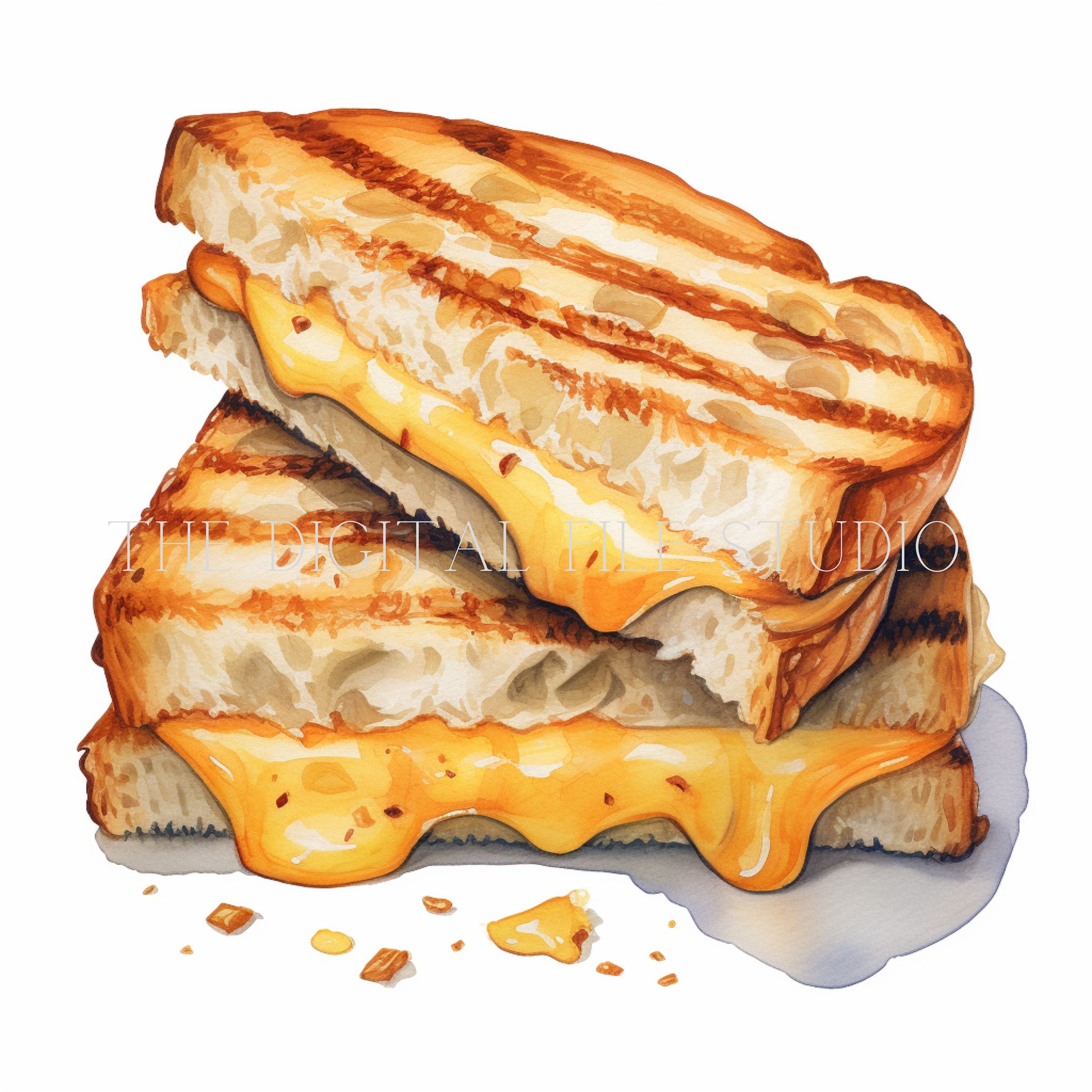 12 Watercolor Cheese Toasties Clipart PNGJPGPDF Cheese Toastie Digital ...