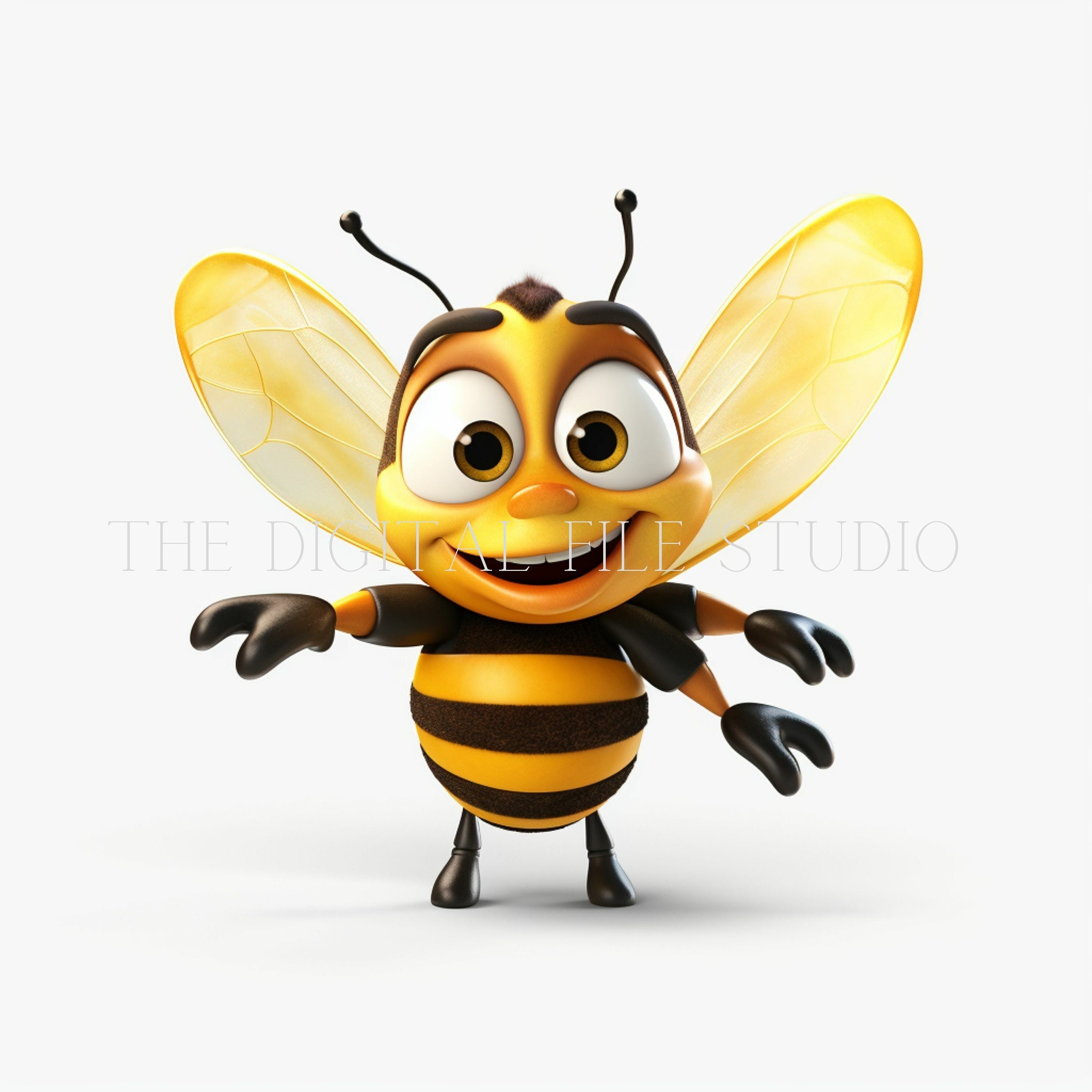 Cartoon Bee Clipart 12 High-quality PNGJPGPDF Digital Download, Memory ...