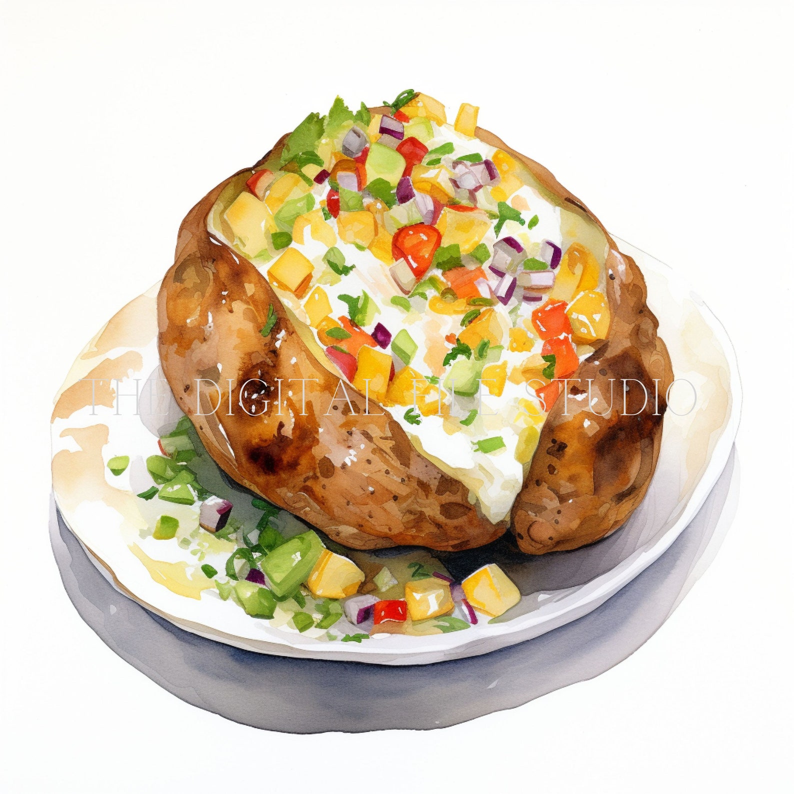 12 Watercolor Jacket Potato PNGJPGPDF Digital Images Graphics ...
