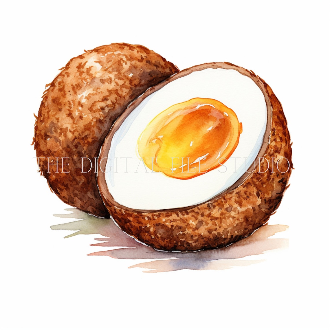 12 Watercolor Scotch Eggs Clipart PNGJPGPDF Scotch Eggs Digital Images ...