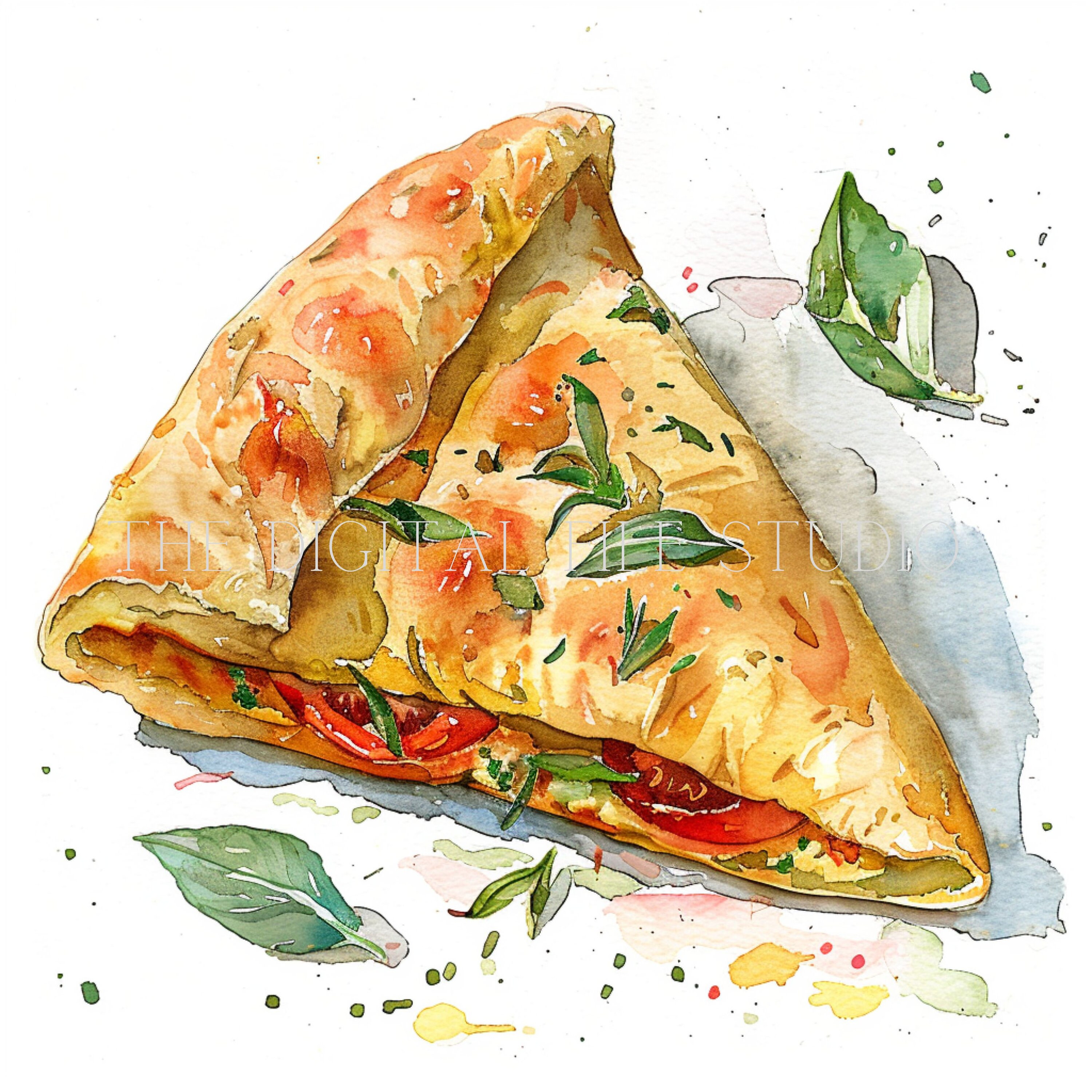 12 Watercolor Calzone Clipart PNGJPGPDF Digital Images Graphics ...