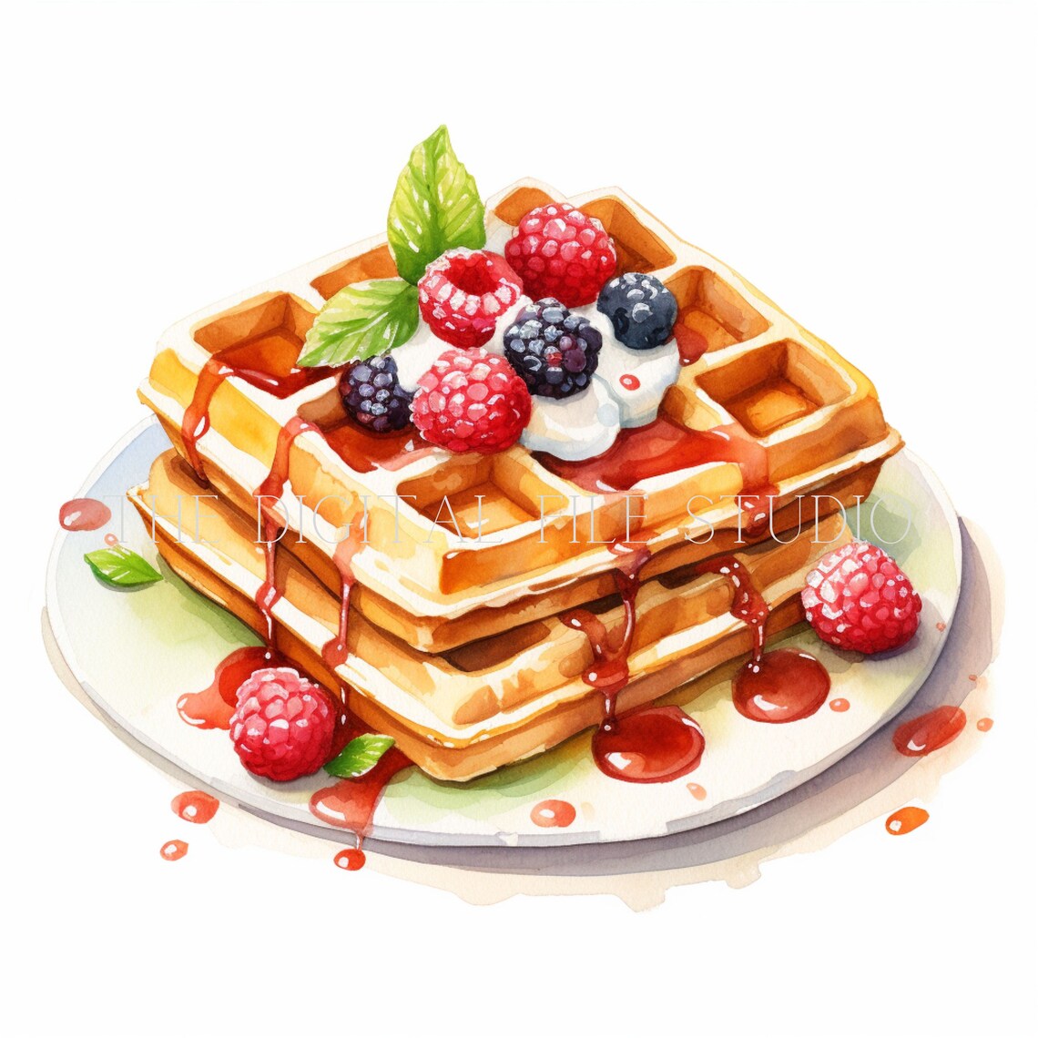 12 Watercolor Waffles Clipart PNGJPGPDF Waffle Digital Images Waffle ...