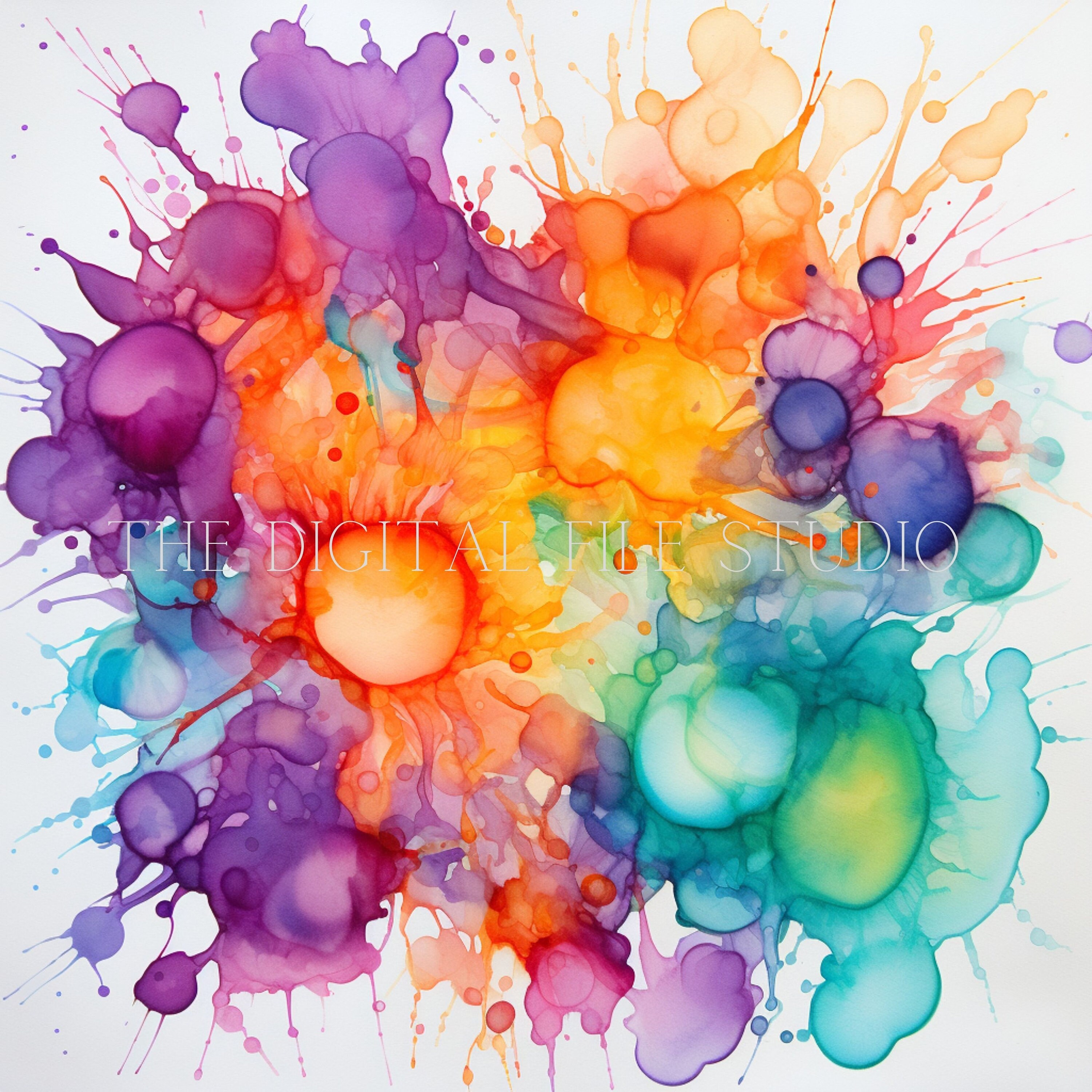 Alcohol Watercolor Splashes Clipart PNG Paint Splatter Clipart Ink ...