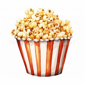 12 Watercolor Popcorn Clipart PNGJPGPDF Popcorn Digital Images Popcorn ...