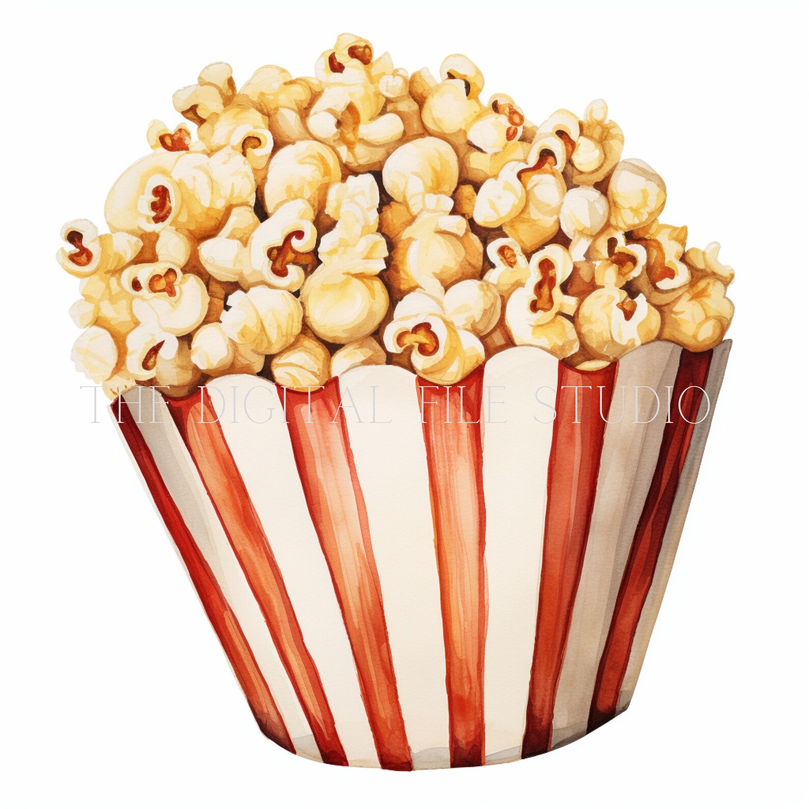 12 Watercolor Popcorn Clipart PNGJPGPDF Popcorn Digital Images Popcorn ...