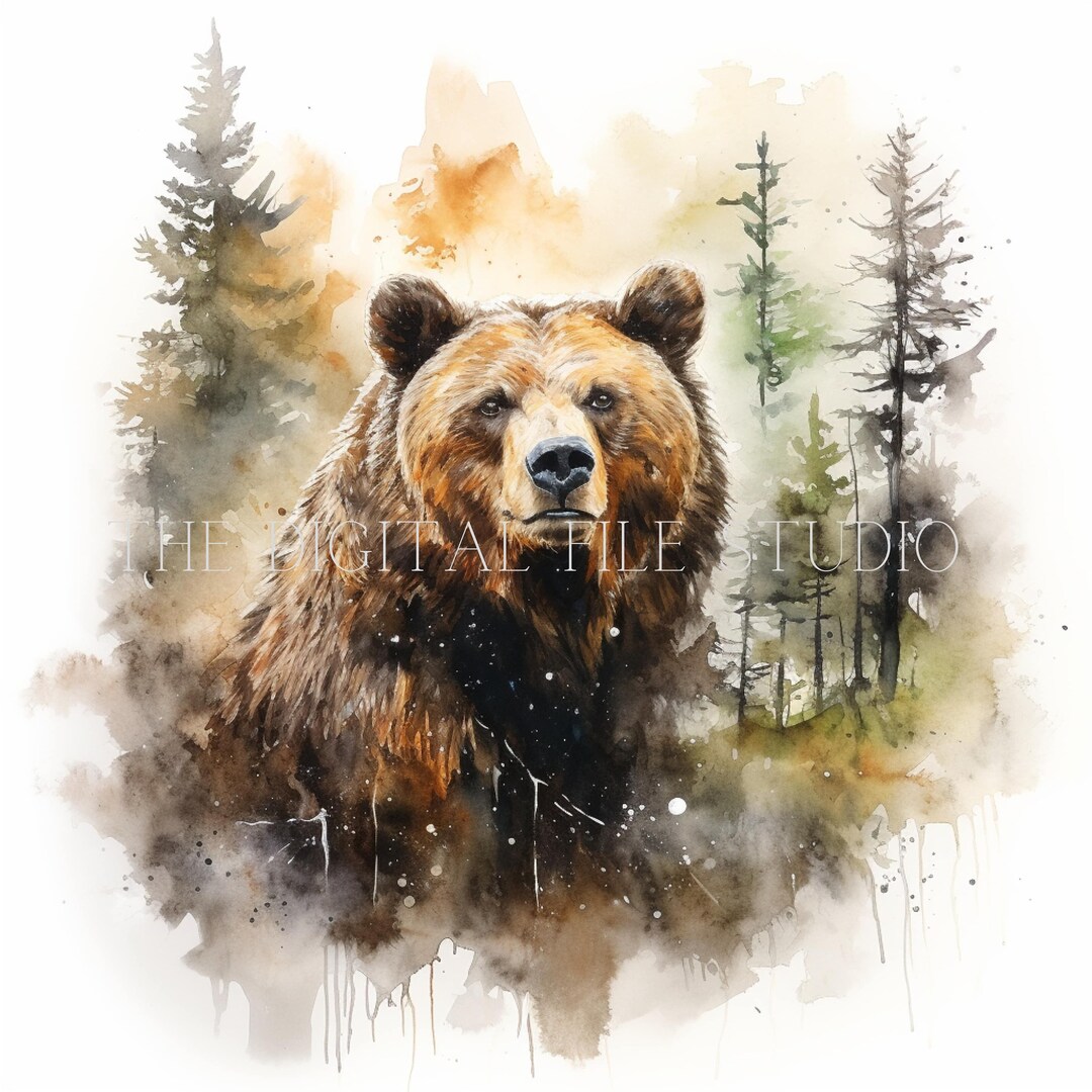 12 Brown Bear PNGJPGPDF Clipart Digital Download Animal Images Wildlife ...