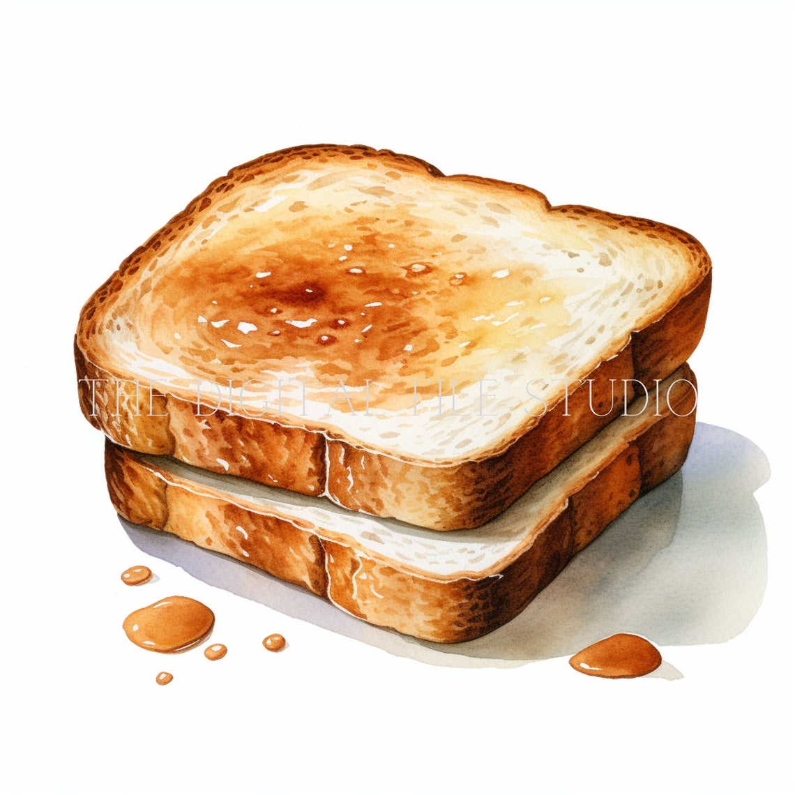 12 Watercolor Toast Clipart PNGJPGPDF Toast Digital Images Toast ...