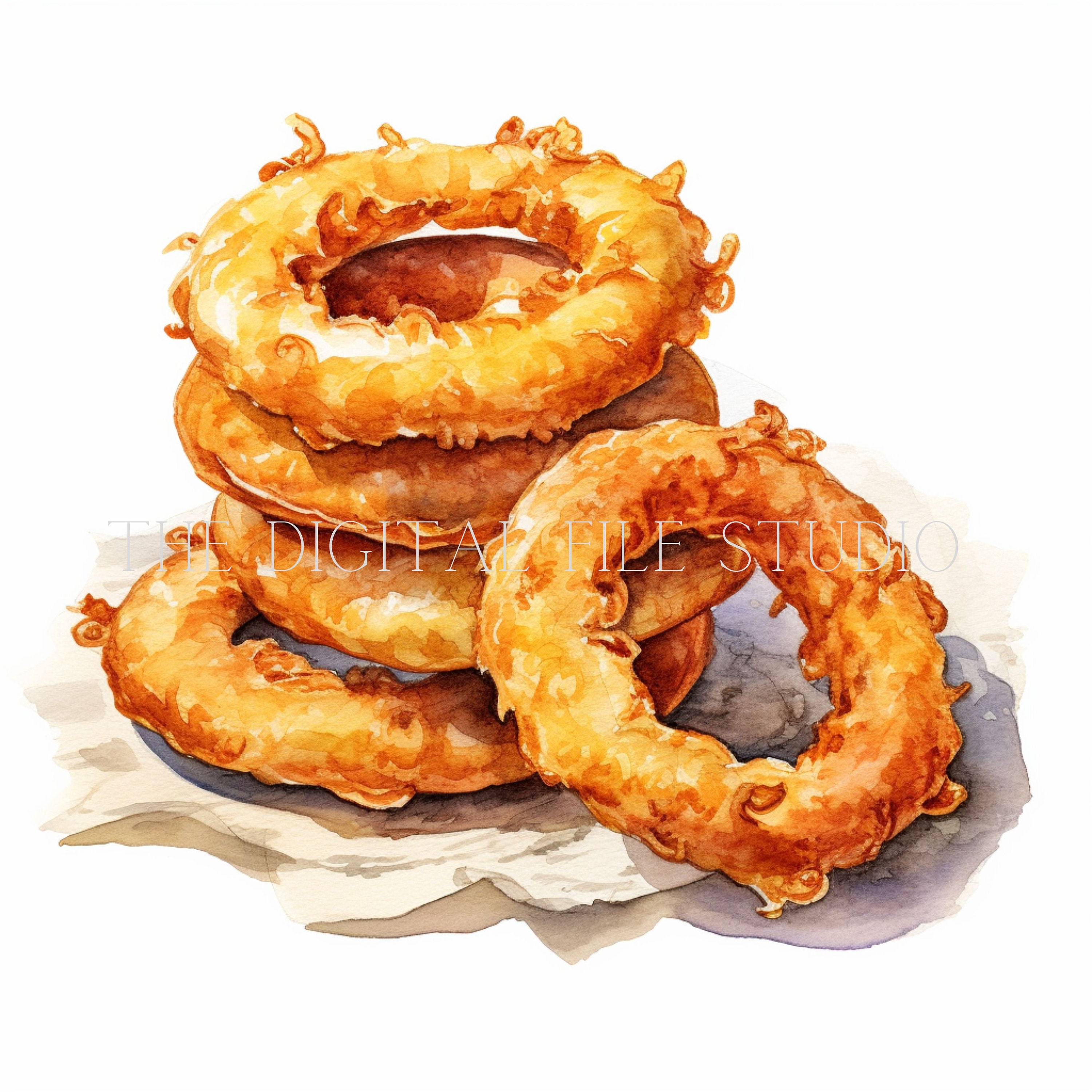 12 Watercolor Onion Rings Clipart PNGJPGPDF Digital Images Graphics ...