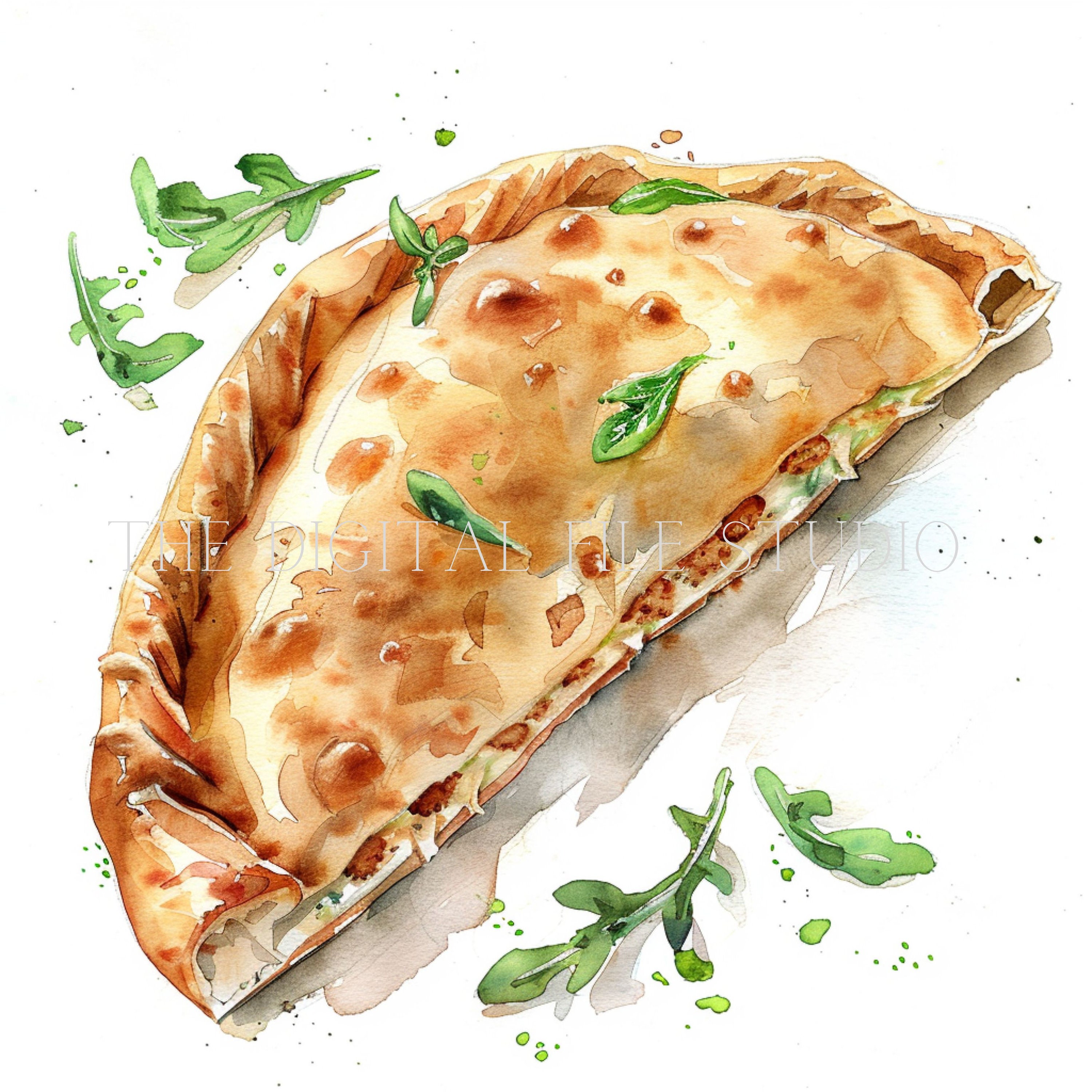 12 Watercolor Calzone Clipart PNGJPGPDF Digital Images Graphics ...