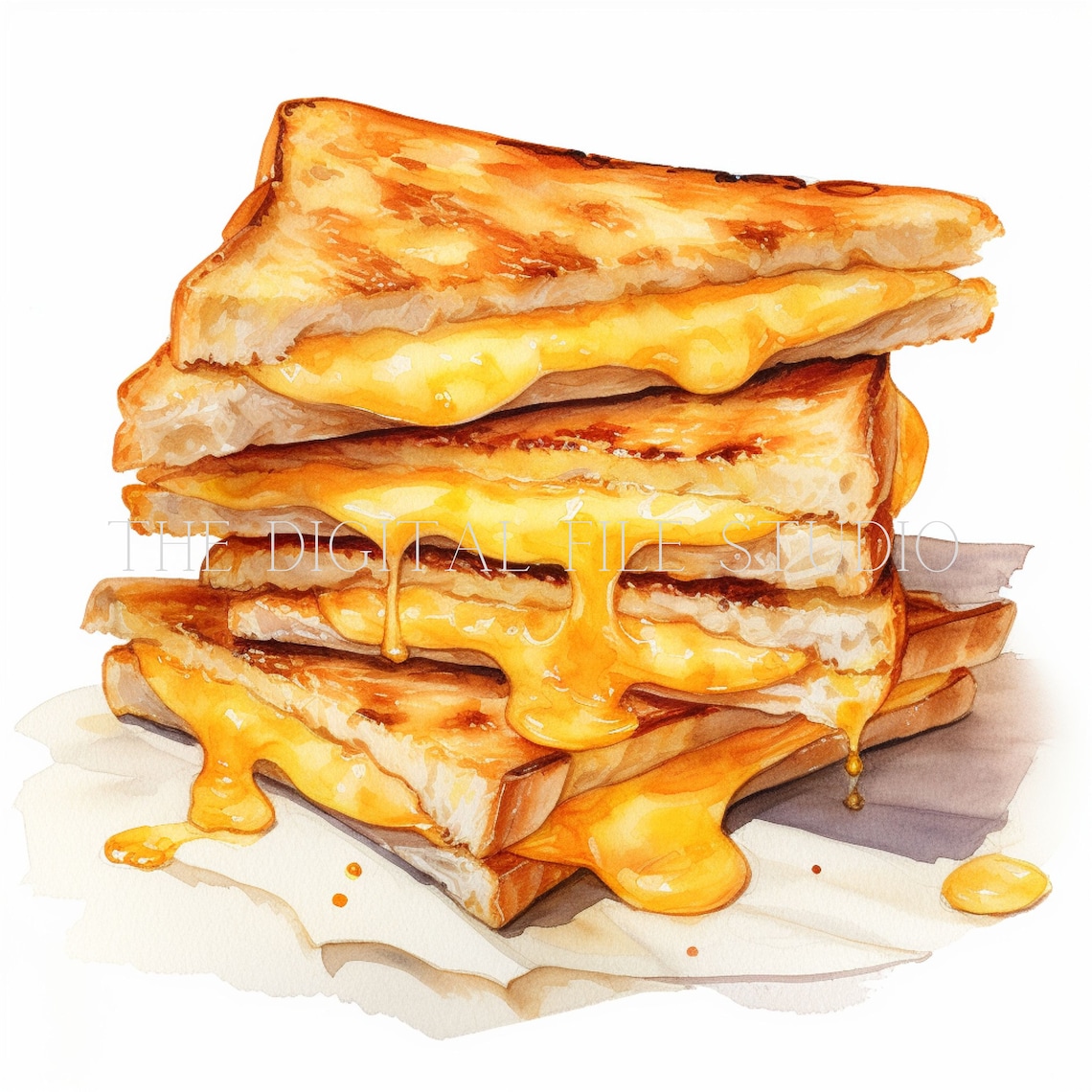 12 Watercolor Cheese Toasties Clipart PNGJPGPDF Cheese Toastie Digital ...