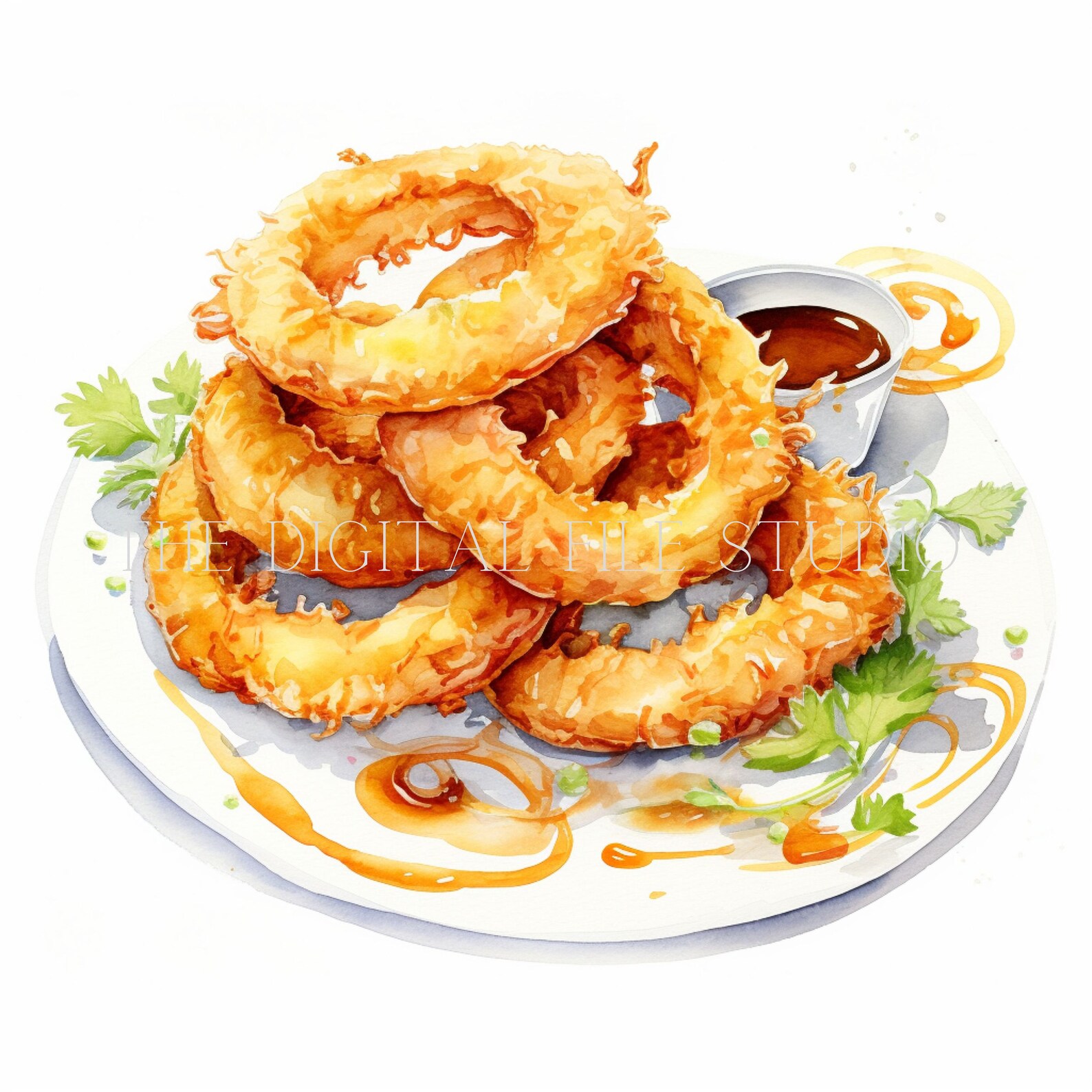 12 Watercolor Onion Rings Clipart PNGJPGPDF Digital Images Graphics ...