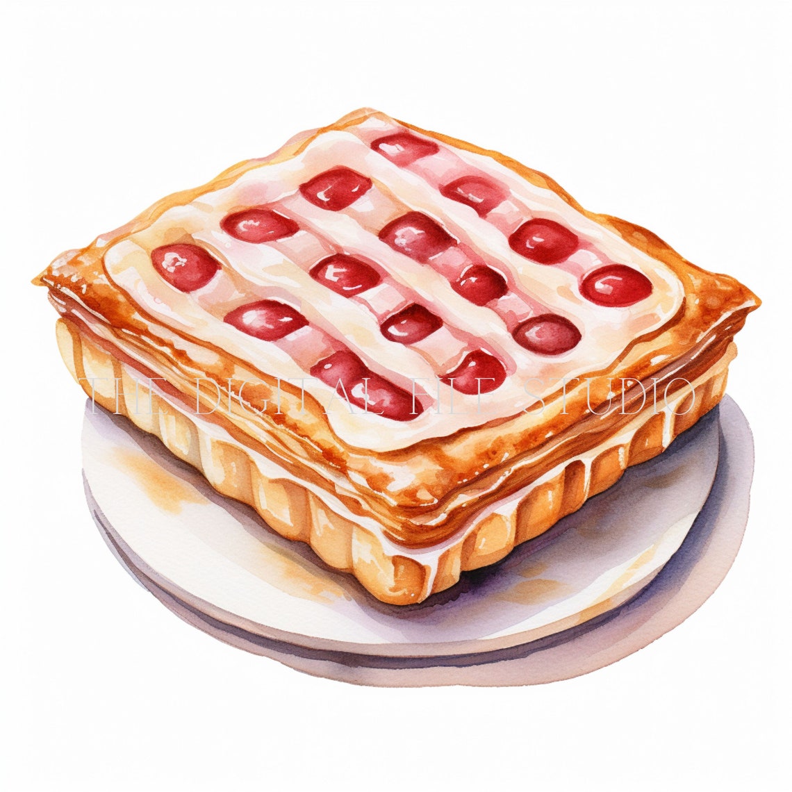 12 Watercolor Bakewell Tart Clipart PNGJPGPDF Bakewell Tart Digital ...