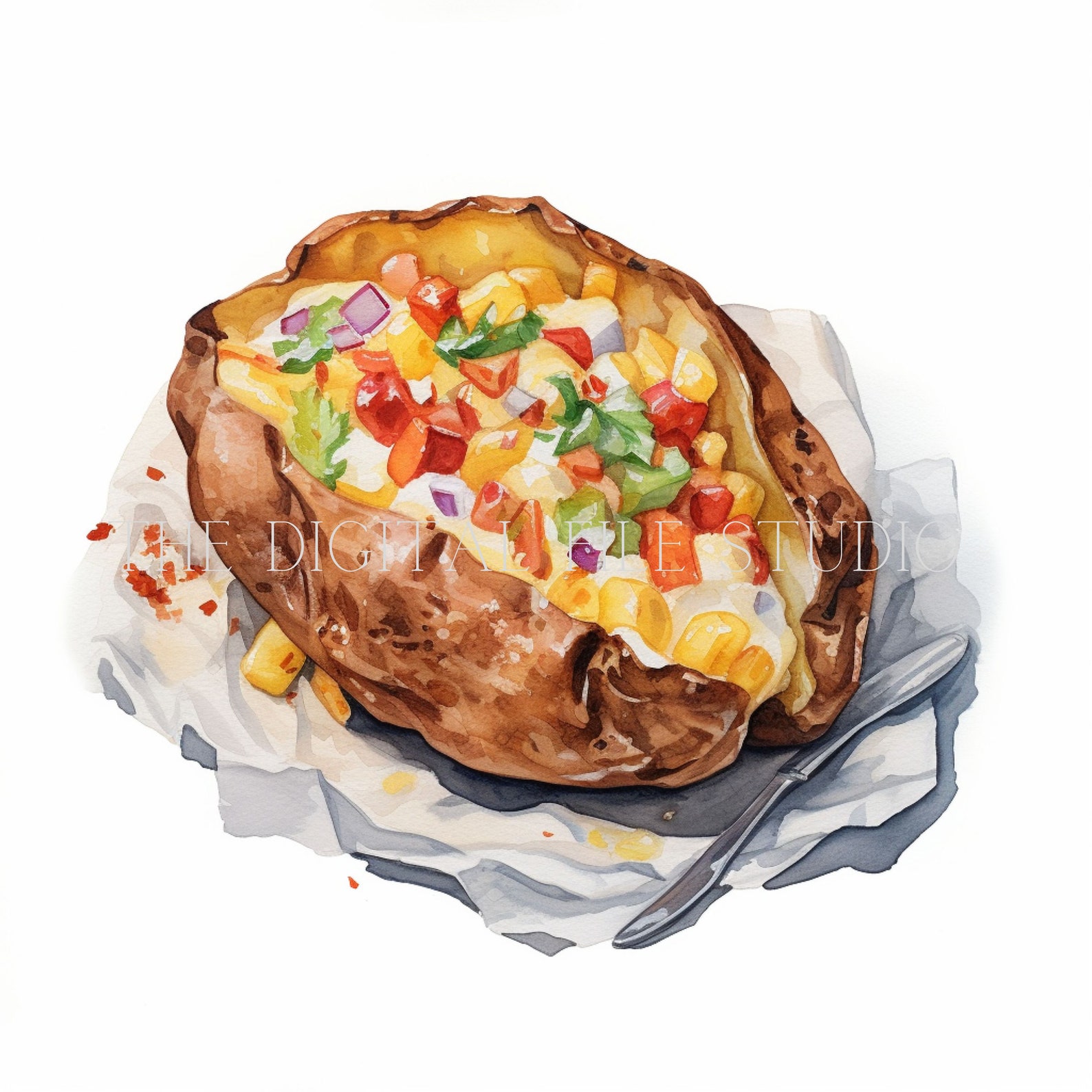 12 Watercolor Jacket Potato PNGJPGPDF Digital Images Graphics ...