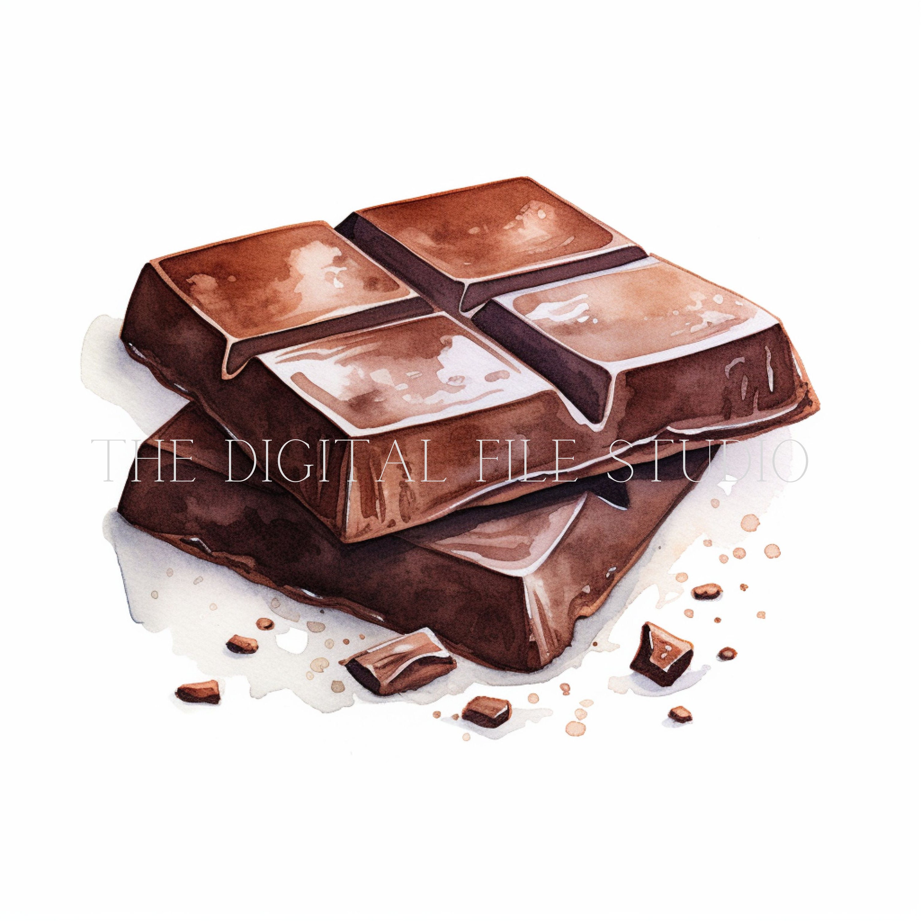 12 Watercolor Chocolate Clipart PNGJPGPDF Chocolate Digital Images ...