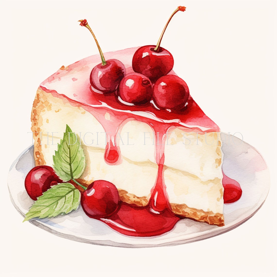 12 Watercolor Cheesecake Clipart PNGJPGPDF Cheesecake Digital Images ...