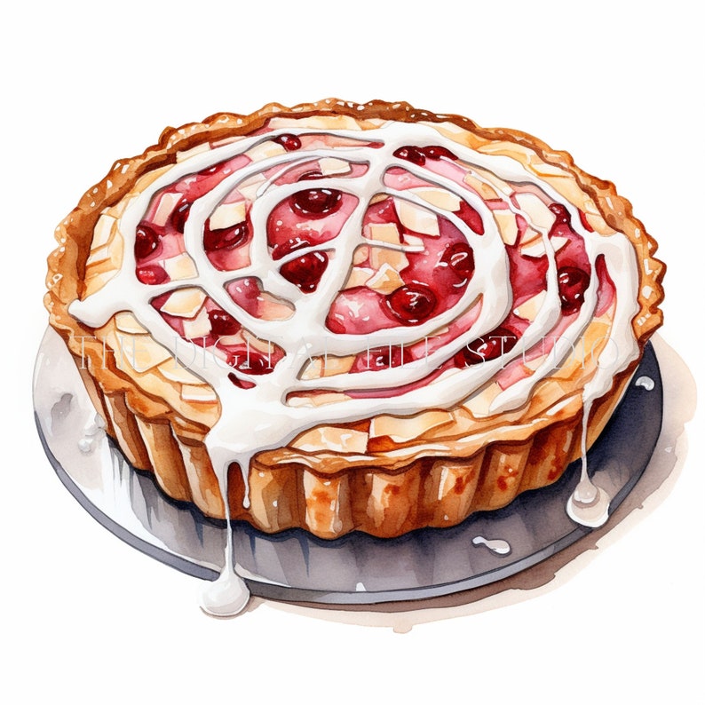 12 Watercolor Bakewell Tart Clipart PNGJPGPDF Bakewell Tart Digital ...