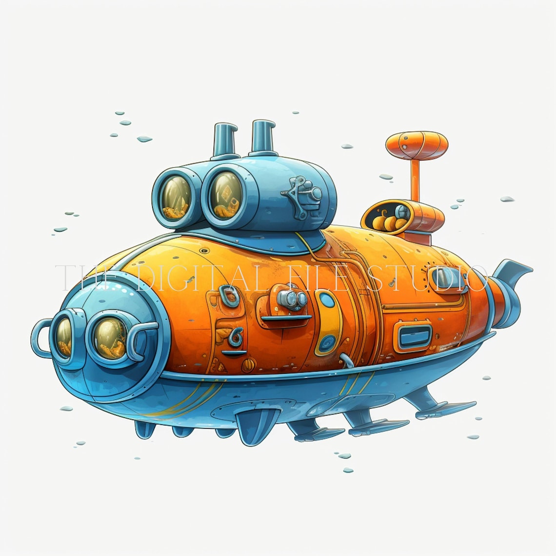 12 Cartoon Submarine High-quality Designs PNGJPGPDF Clip Art 12 Digital ...