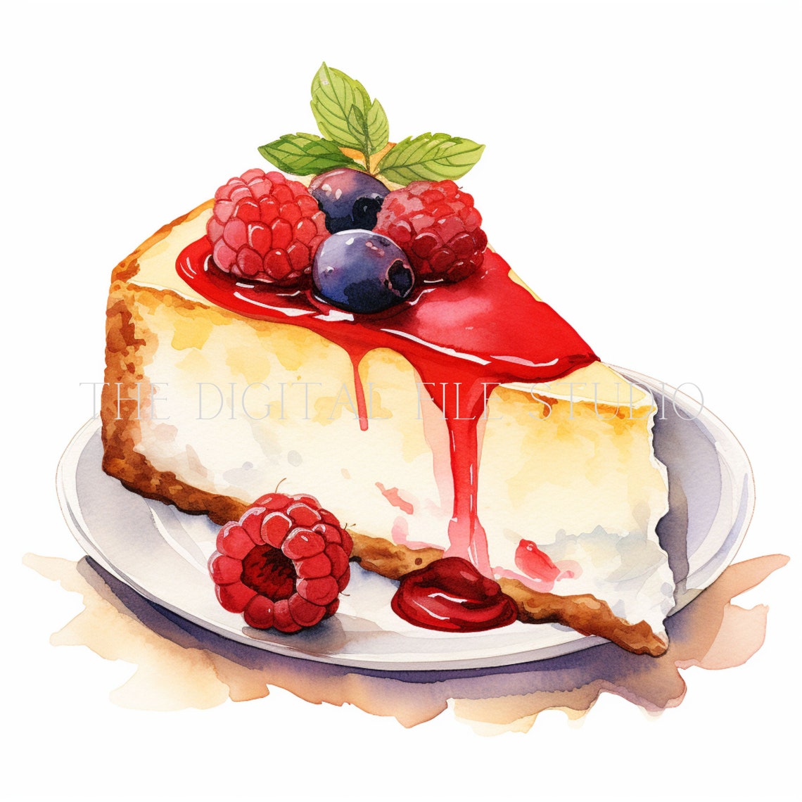 12 Watercolor Cheesecake Clipart PNGJPGPDF Cheesecake Digital Images ...